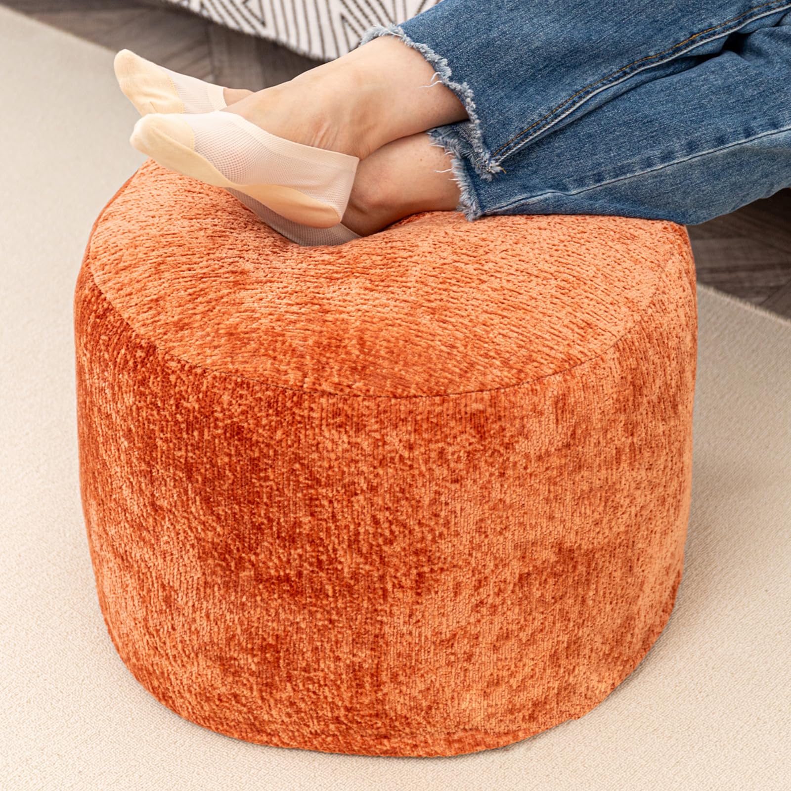 Amazon.com: AbunHeri Round Boucle Pouf Ottoman Ottoman Foot Rest Modern ...