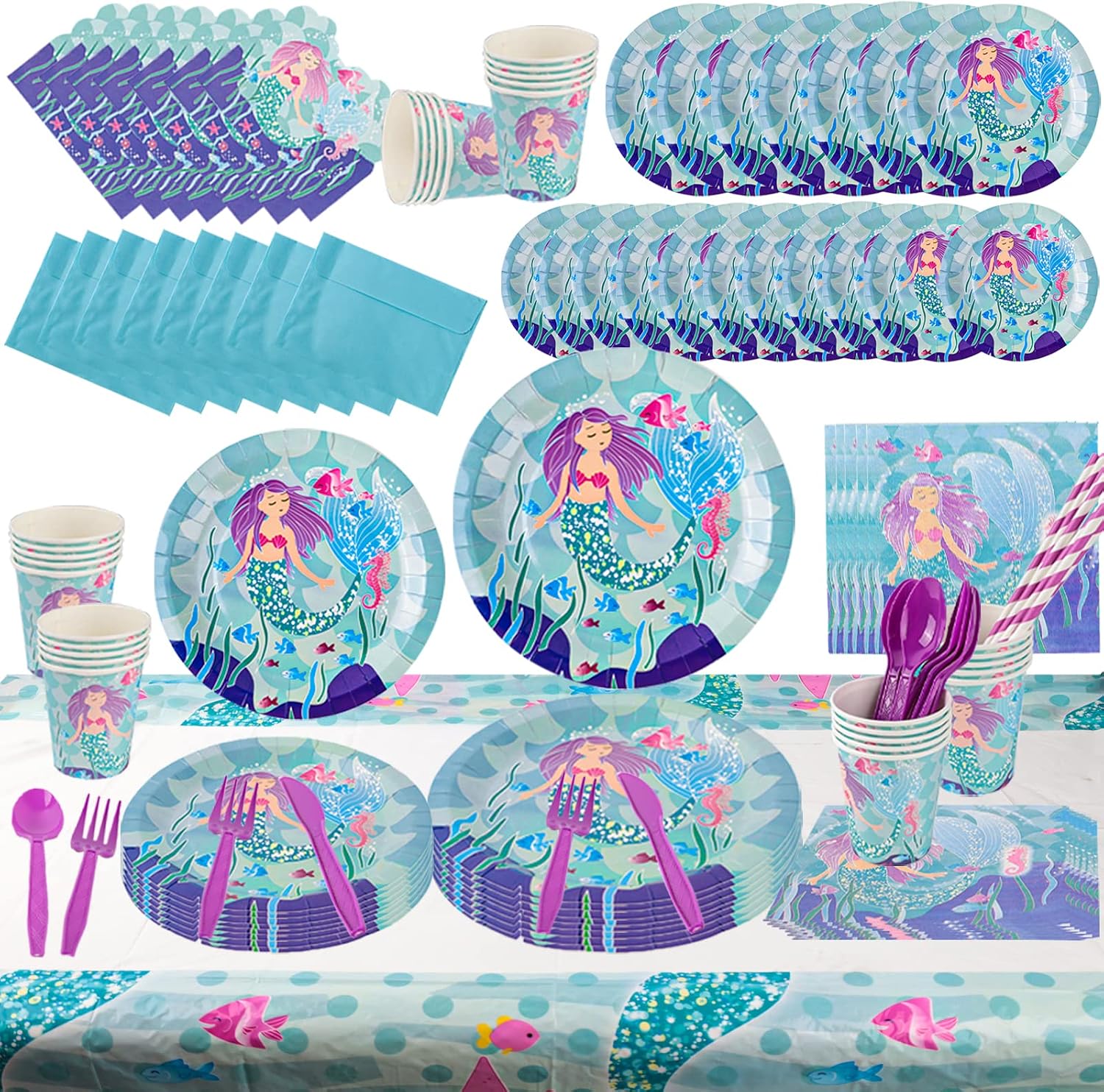 Amazon.com: Mermaid Birthday Party Supplies Decorations Kit Favors ...