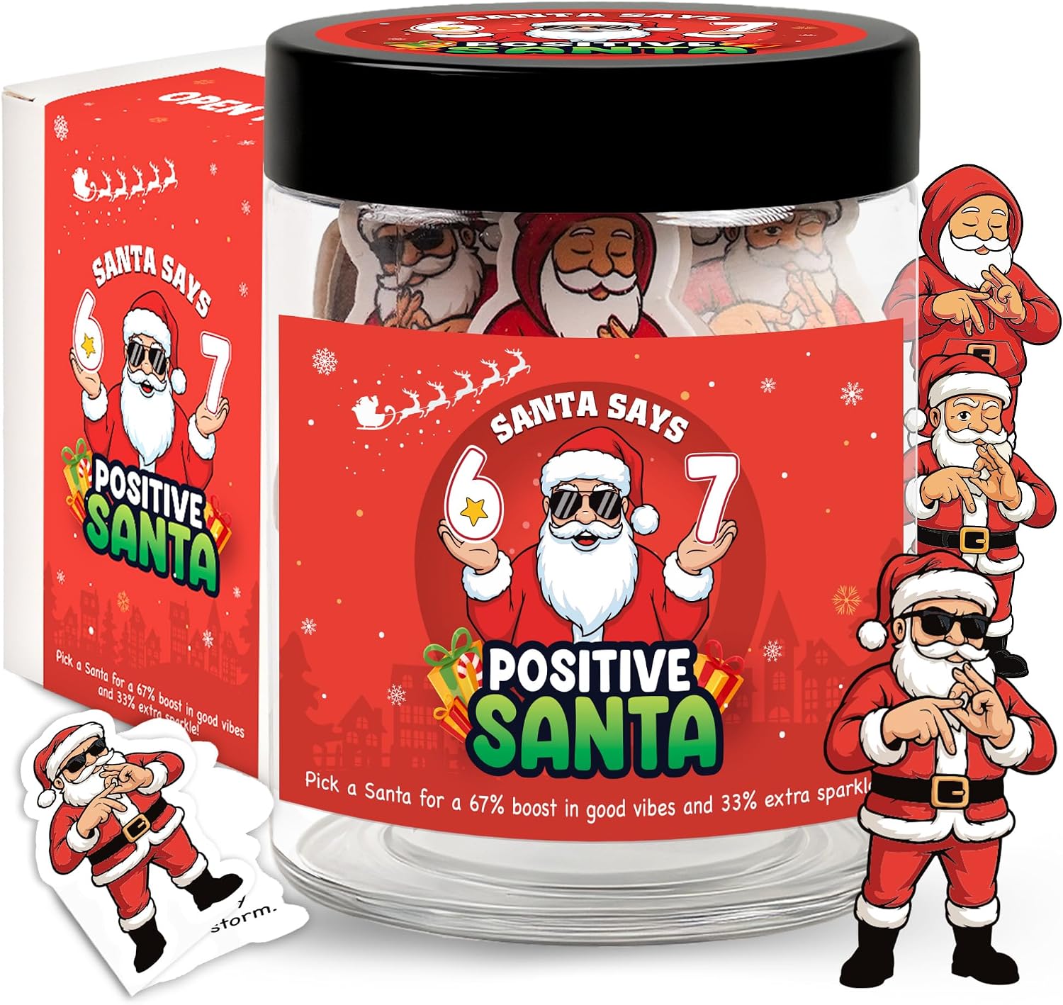 Amazon.com: Positive Santa 67 Jar with 60 Daily Affirmation Card, 67 ...