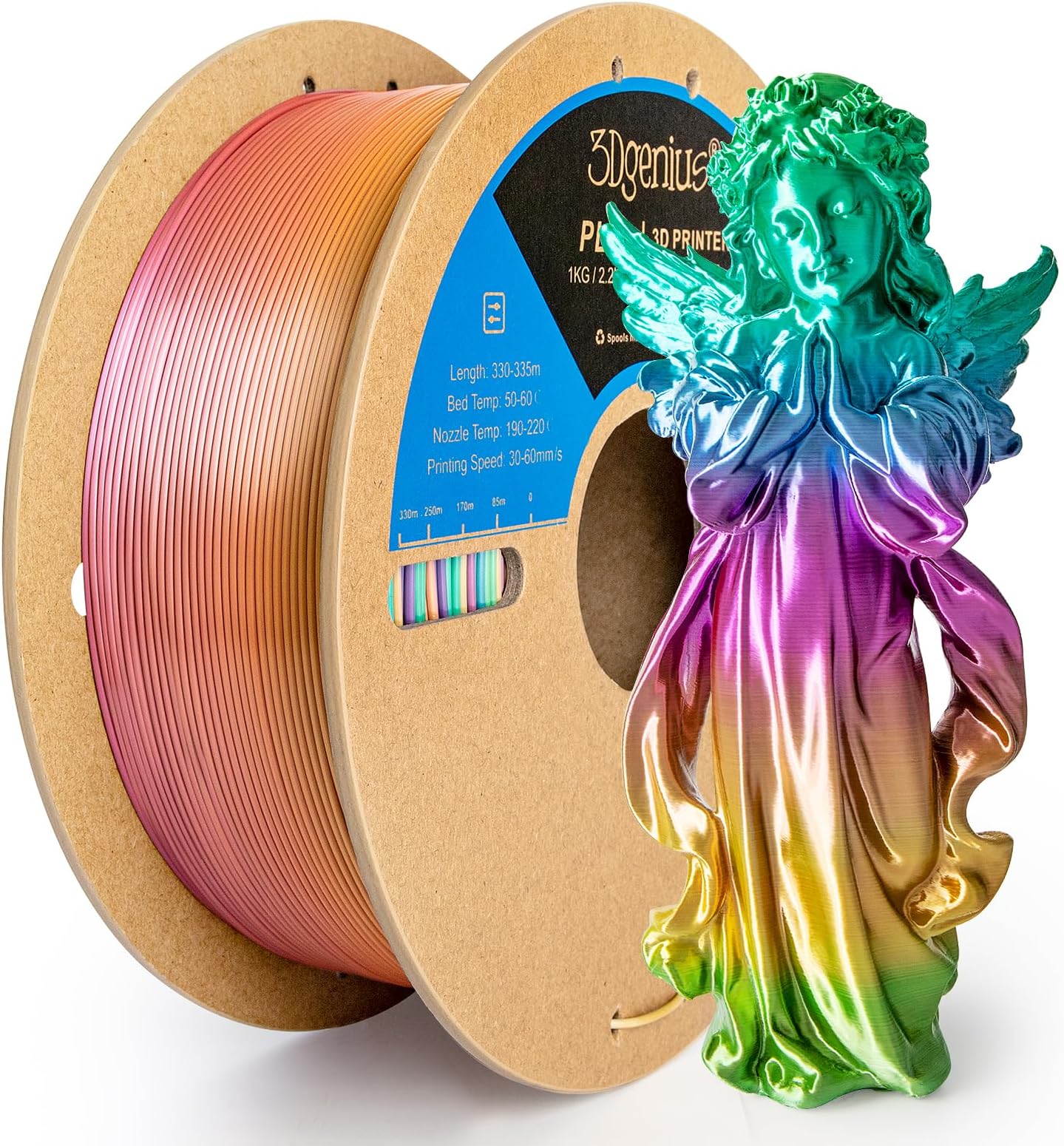 Amazon.com: 3Dgenius Silk Rainbow PLA Filament 1.75mm Silk PLA 3D ...