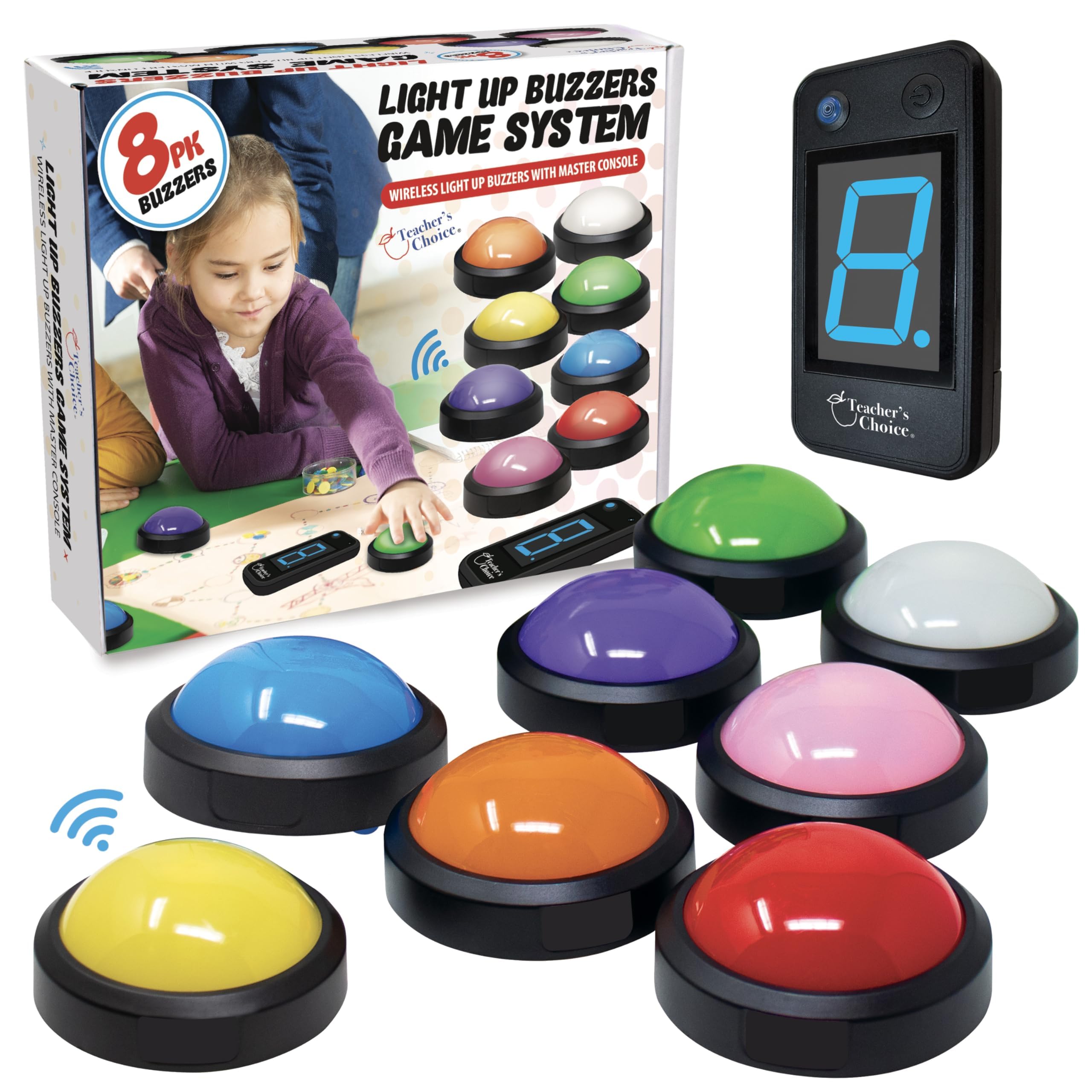 Amazon.com: Teacher's Choice Wireless Light Up 8 Player Game Buzzer ...