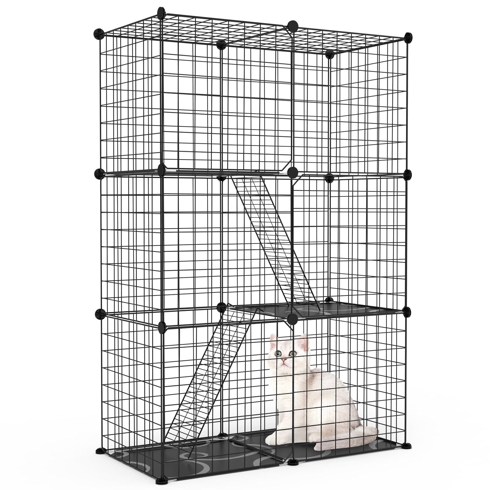 Snapklik.com : KOCASO Cat Cage 3 Tier DIY Cat Playpen Cage Metal Indoor ...