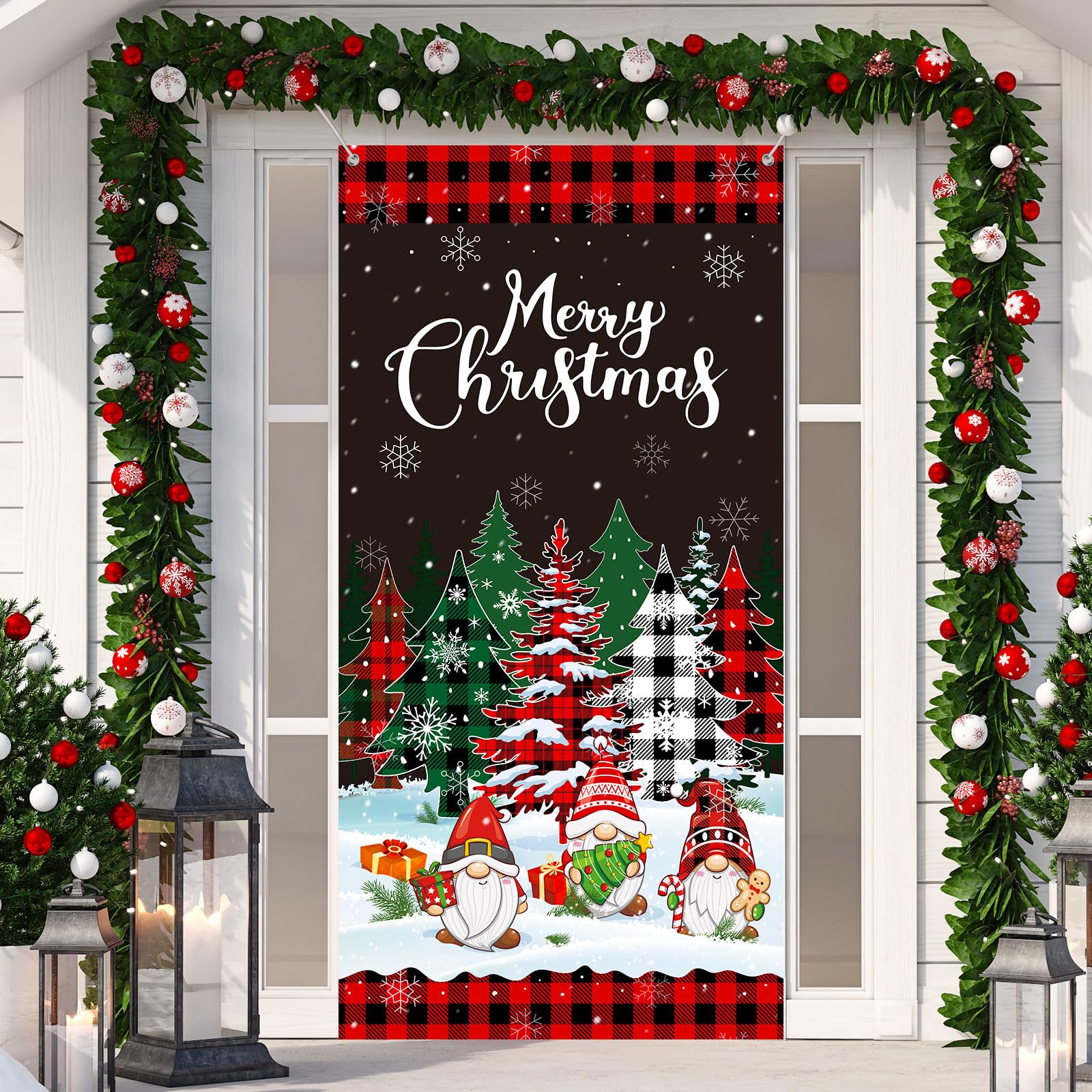 Amazon.com: Christmas Door Cover Merry Christmas Door Banner Backdrop ...