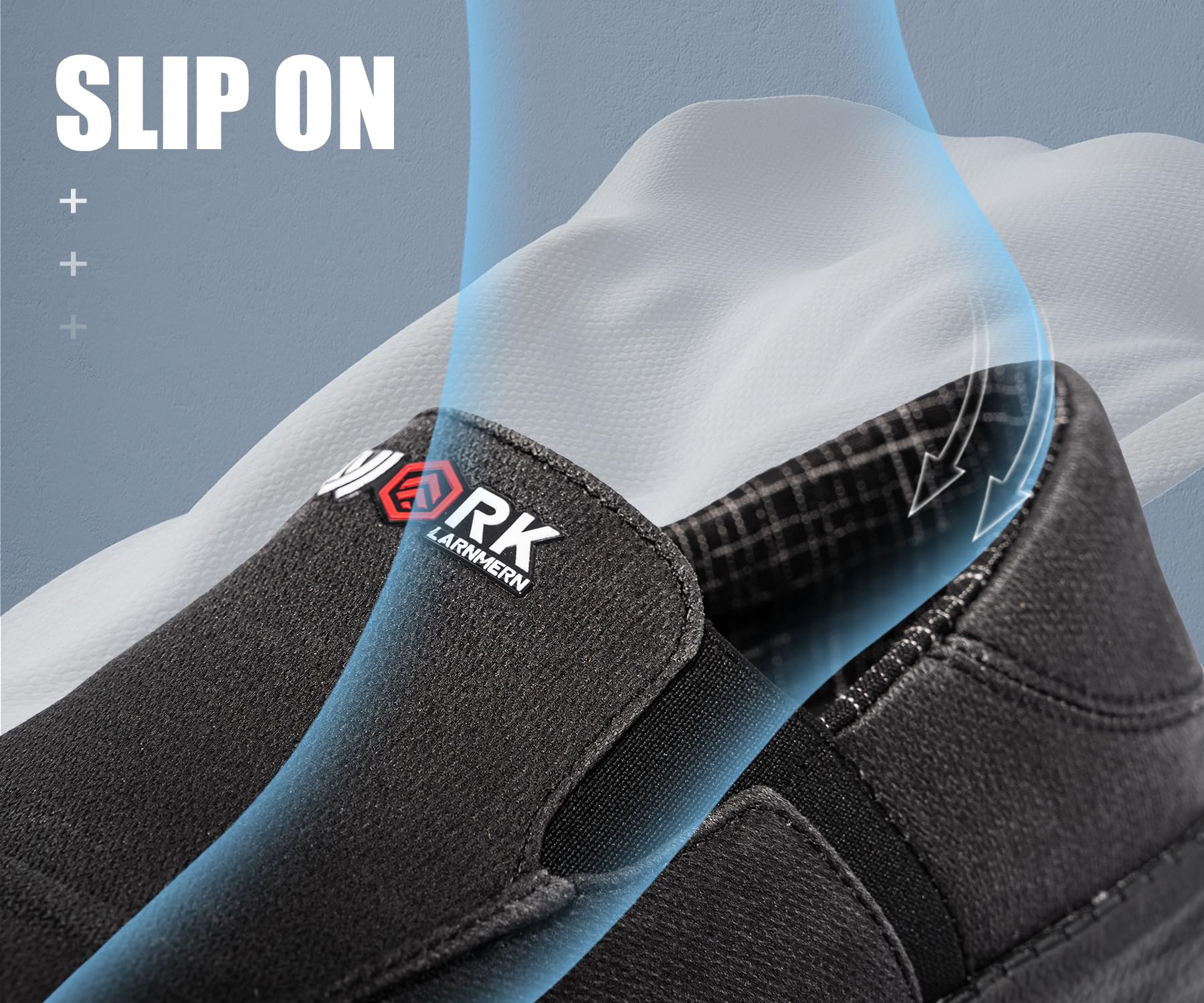 Snapklik.com : LARNMERN Slip On Steel Toe Shoes Men Loafers Work Safety ...