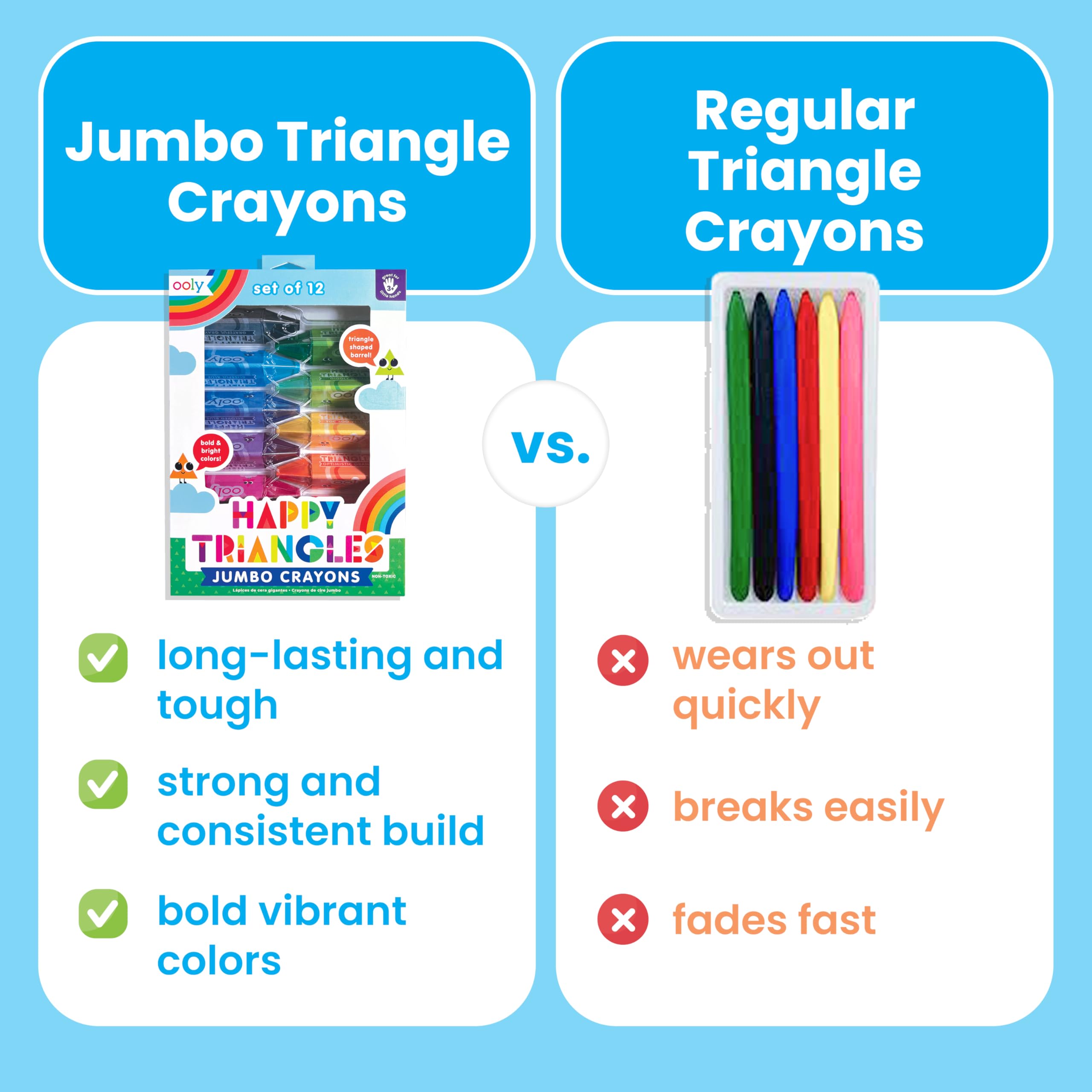 Snapklik.com : Ooly Jumbo Triangle Crayons For Toddlers Set Of 12