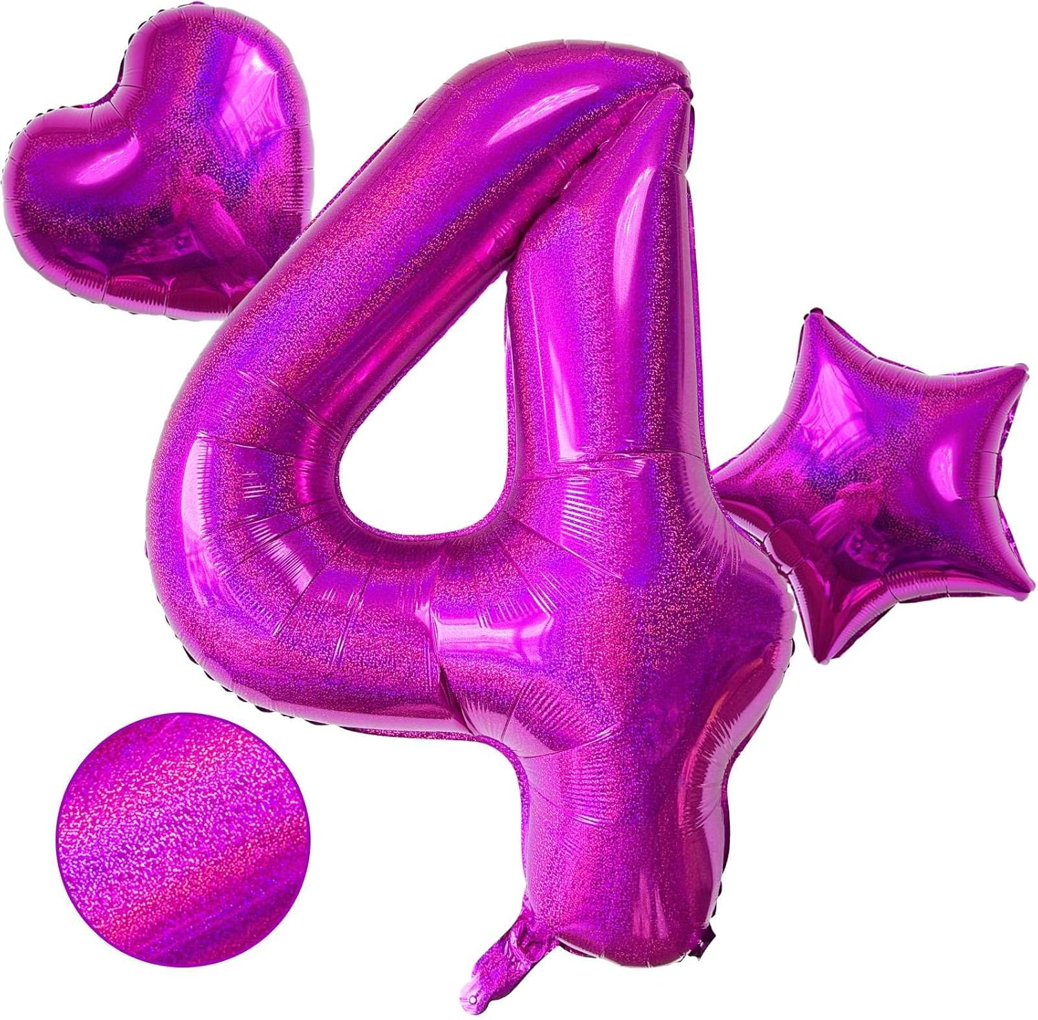Amazon.com: Laser Pink Number 4 Balloons 40 Inch Giant Hot Pink Sweet 4 ...