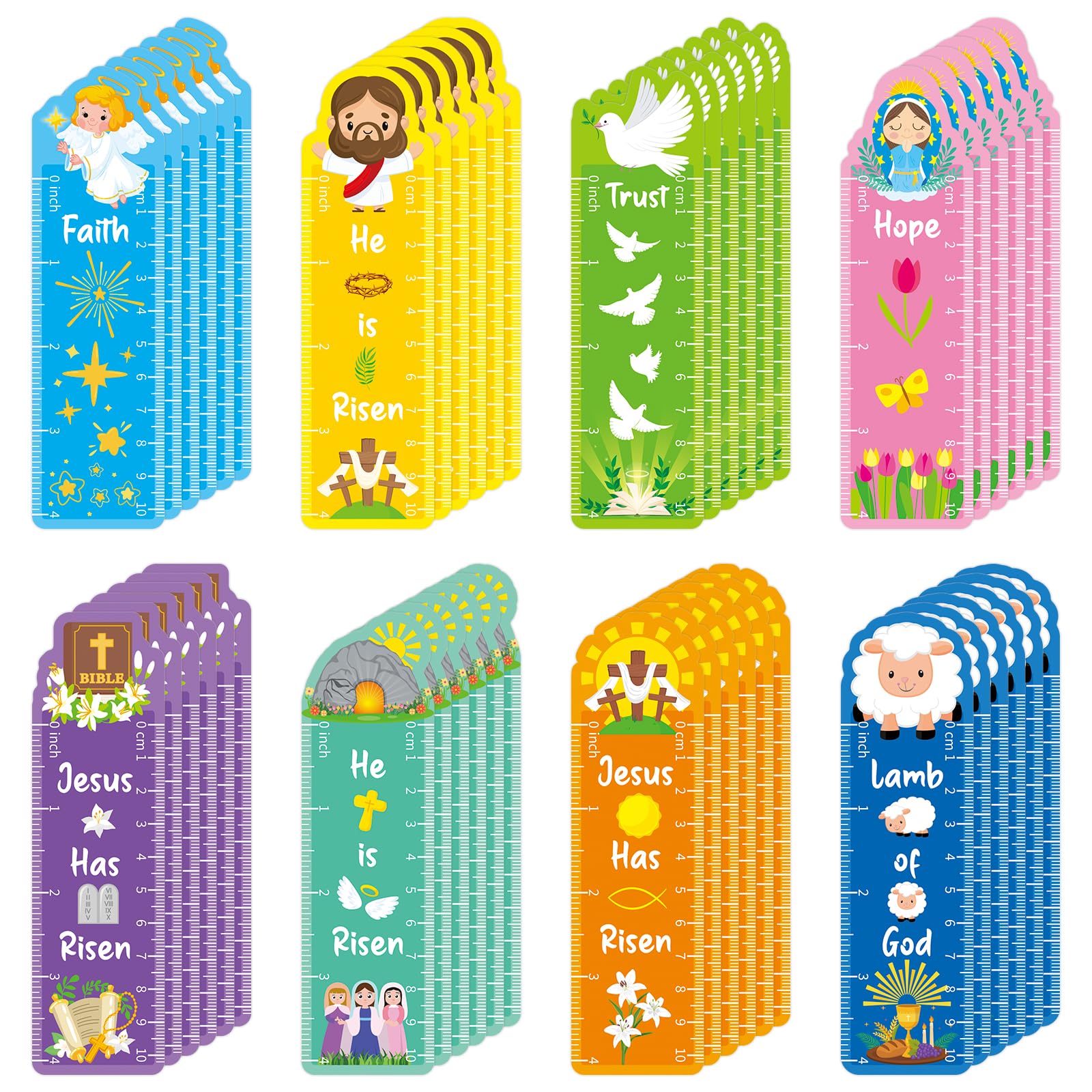 Snapklik.com : 64 Pcs Easter Bookmarks 8 Styles Jesus Measuring Ruler ...