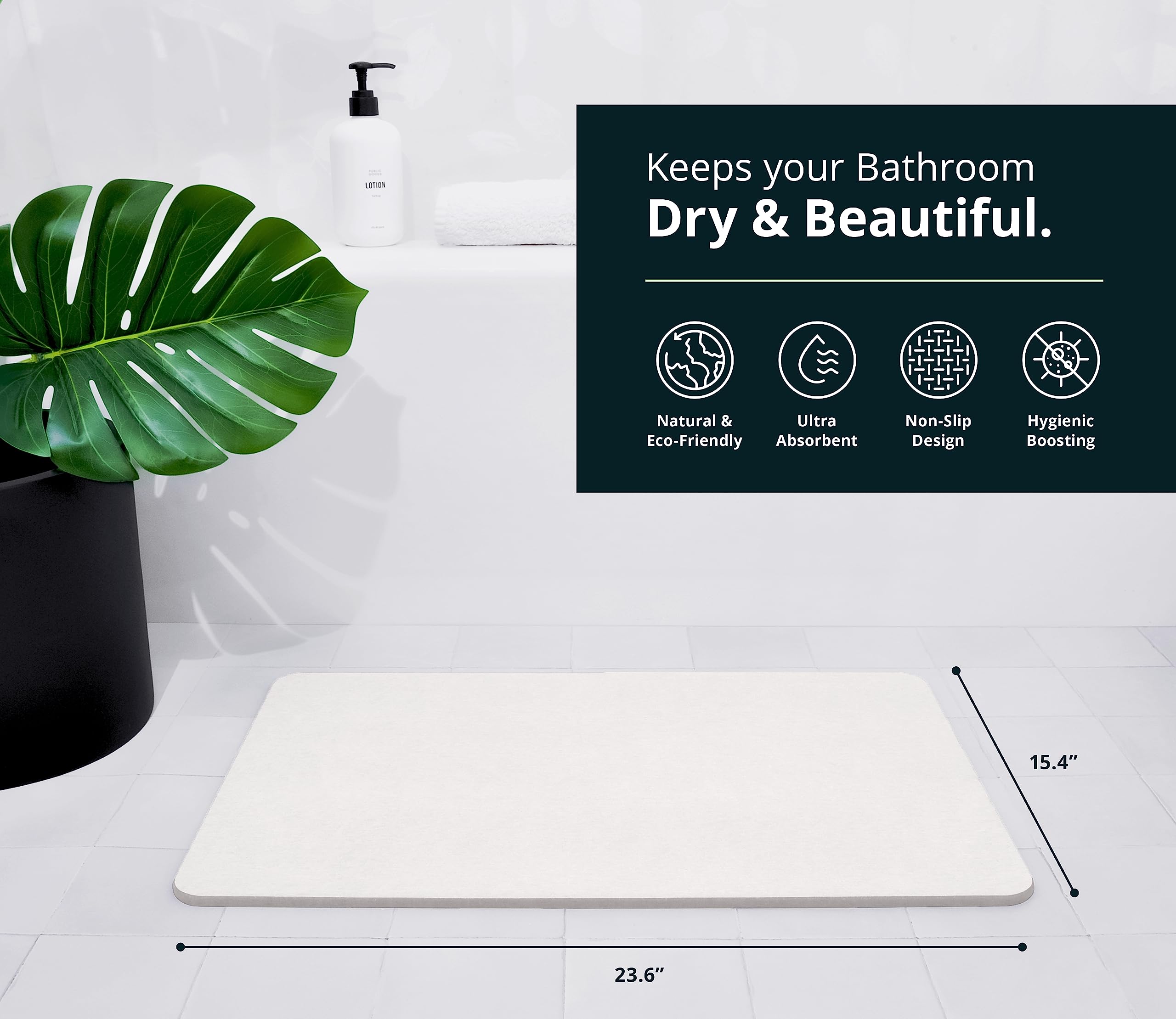 EARTHSTONE - Stone Bath Mat, Diatomaceous Earth Bath Mat, Ultra ...