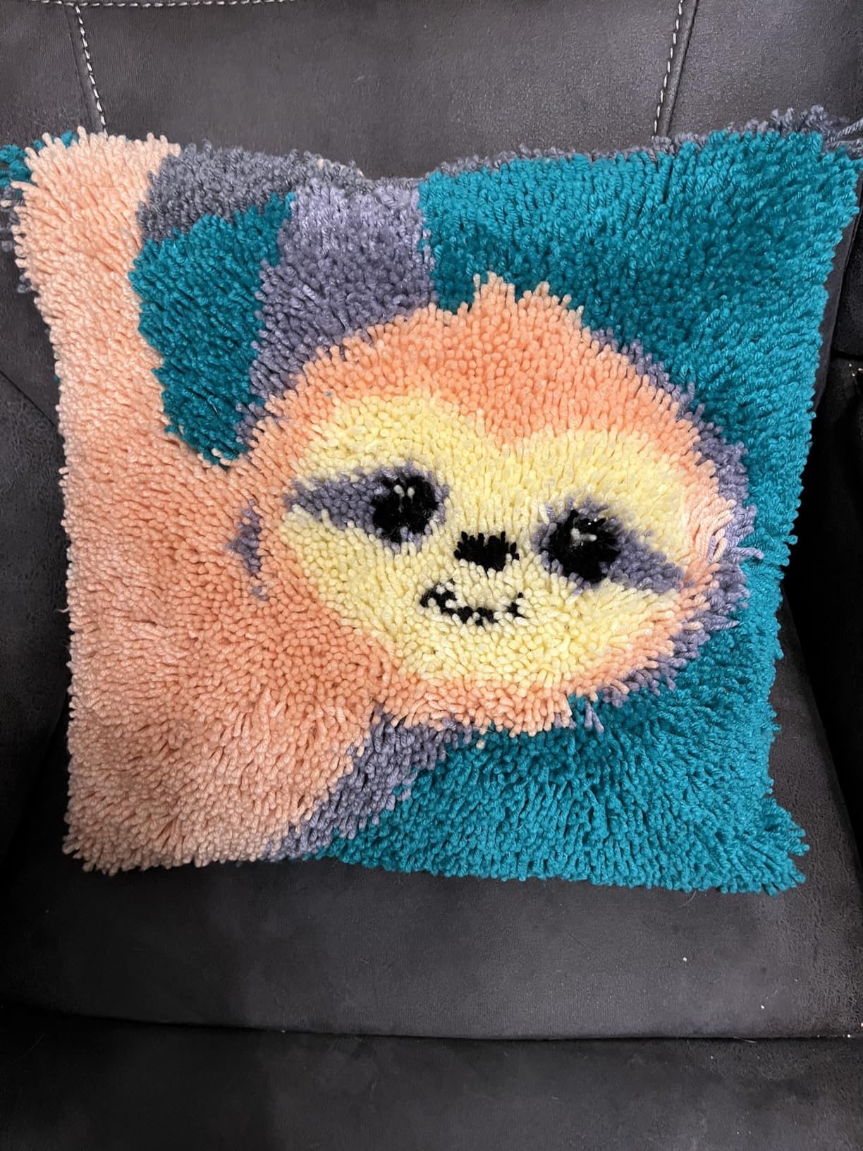 Myriad Choices Latch Hook Sloth Cushion Kits, DIY Latch Hook Sloth ...