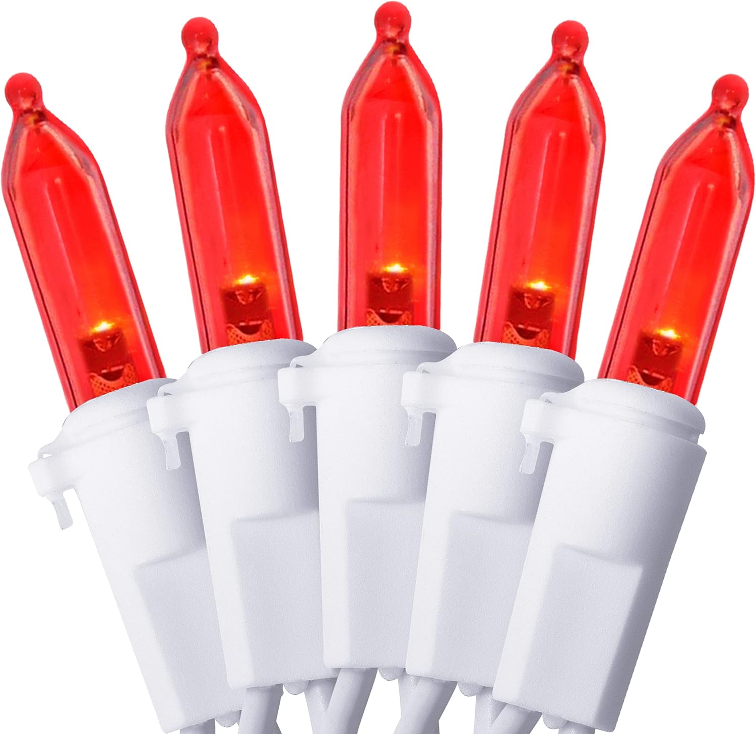 Amazon.com: Holiday Essence 100 LED Red Christmas, White Wire 26.9 Feet ...