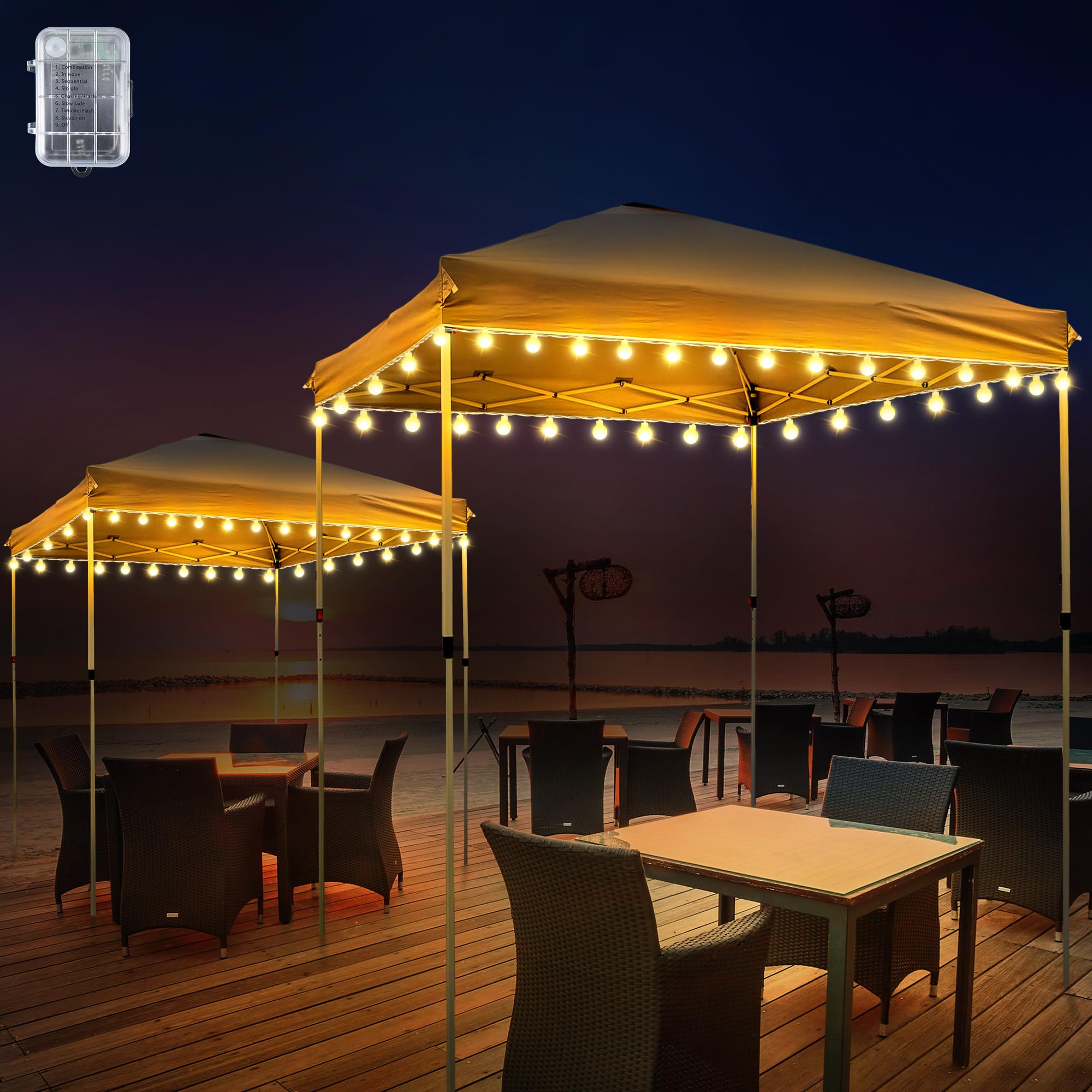 Amazon.com: ElectricWise 2 Pack LED Canopy Lights, 40ft 80LED Battery ...