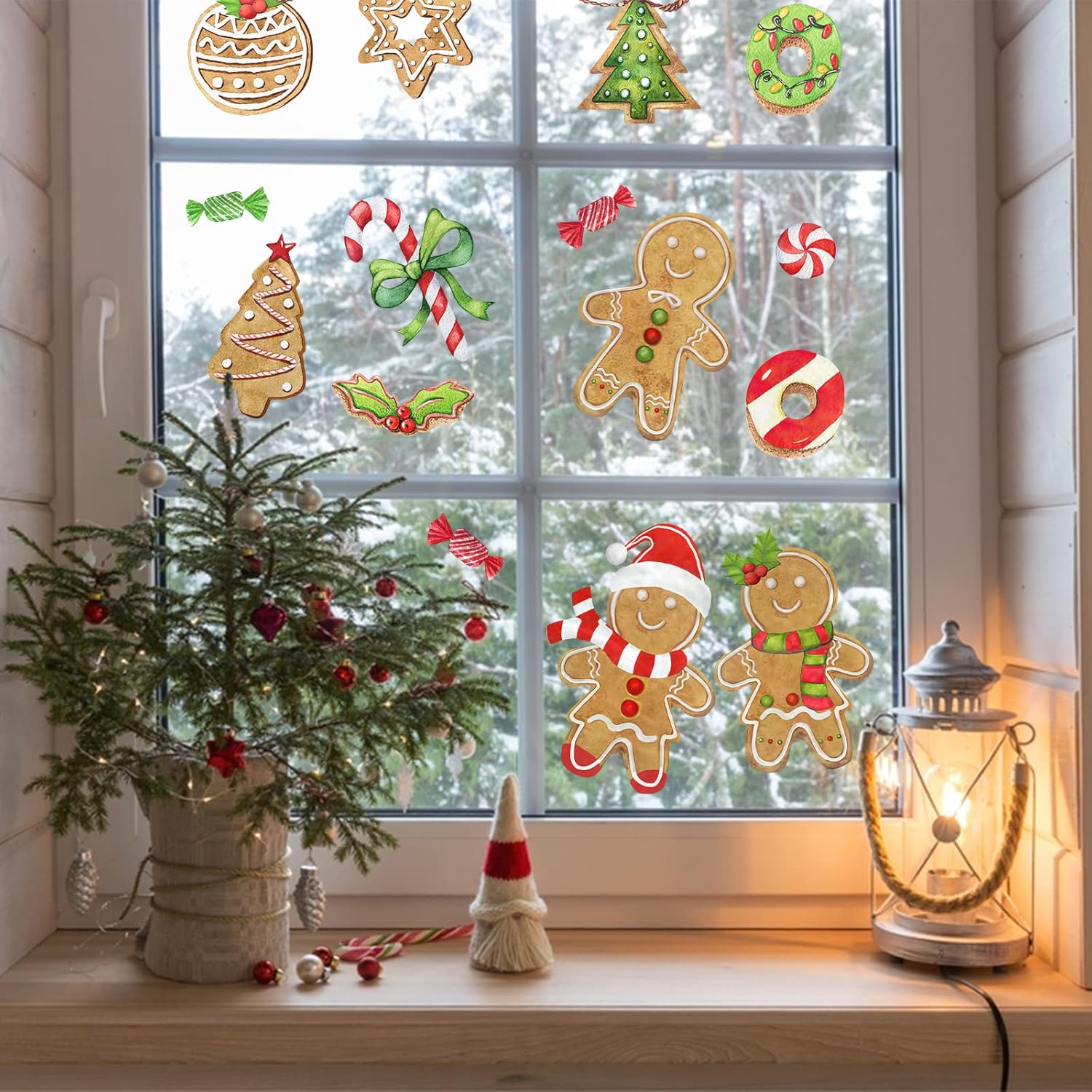 Amazon.com: Mfault Merry Christmas Gingerbread Window Clings 9 Sheets ...