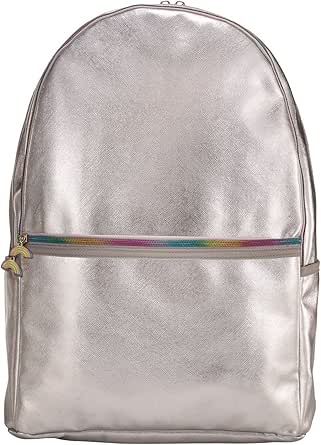 iscream Girls' Silver Metallic Faux Leather 18" x 12" Backpack for ...