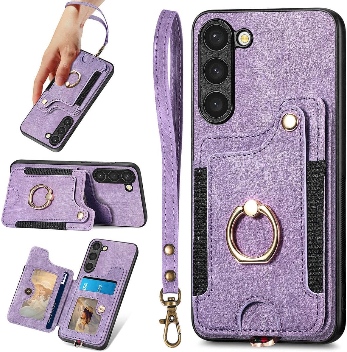 Amazon.com: JanCalm for Samsung S23 Case Card Holder Wallet, Ring Stand ...