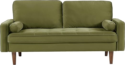 Amazon.com: Container Furniture Direct Velvet 58" Loveseat Sofa Couch ...