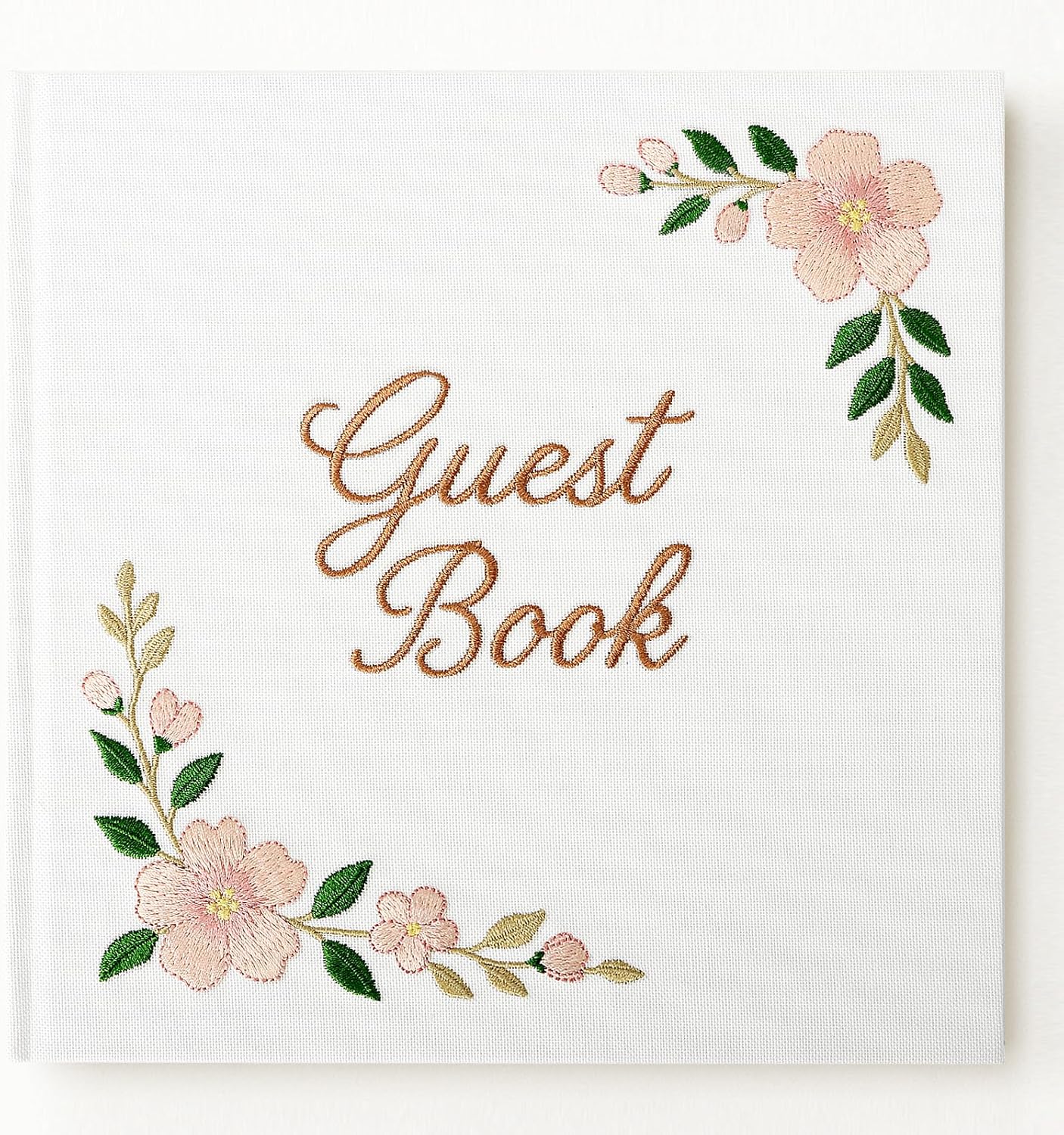 Amazon.com: FEELOVE Wedding Guest Book with Embroidered Cover - 8.2" x ...