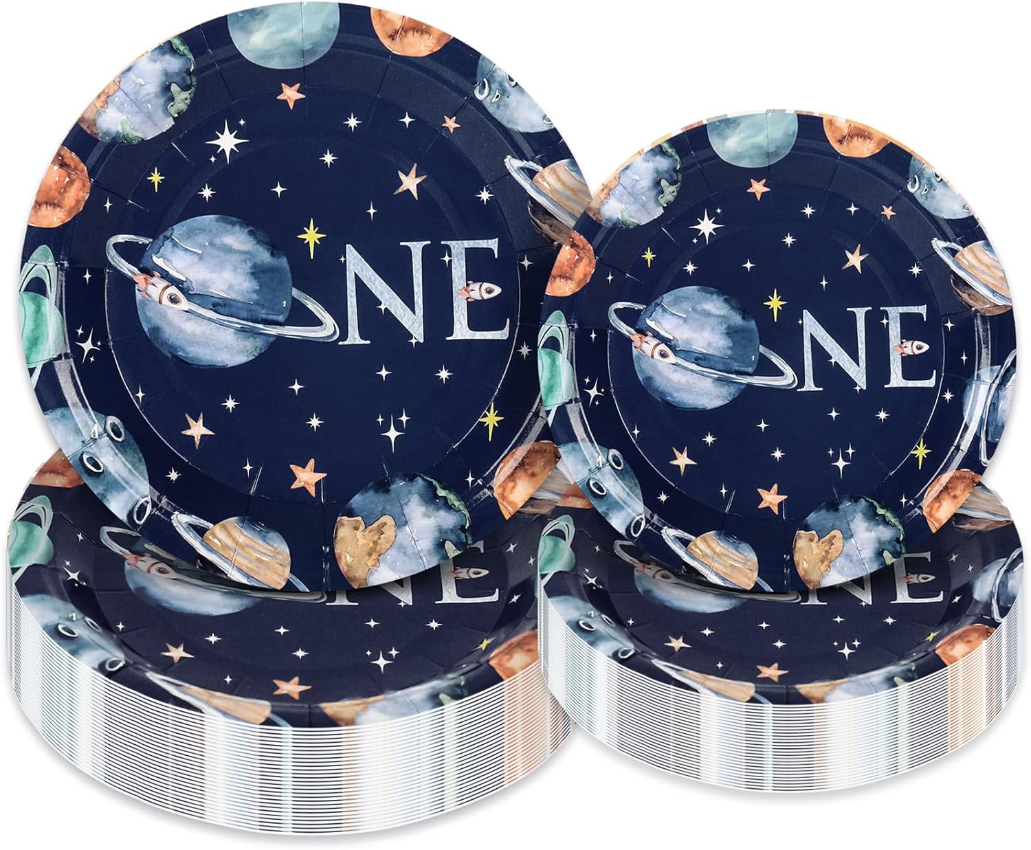 Amazon.com: Whaline 40Pcs Space Theme Birthday Party Paper Plates ...
