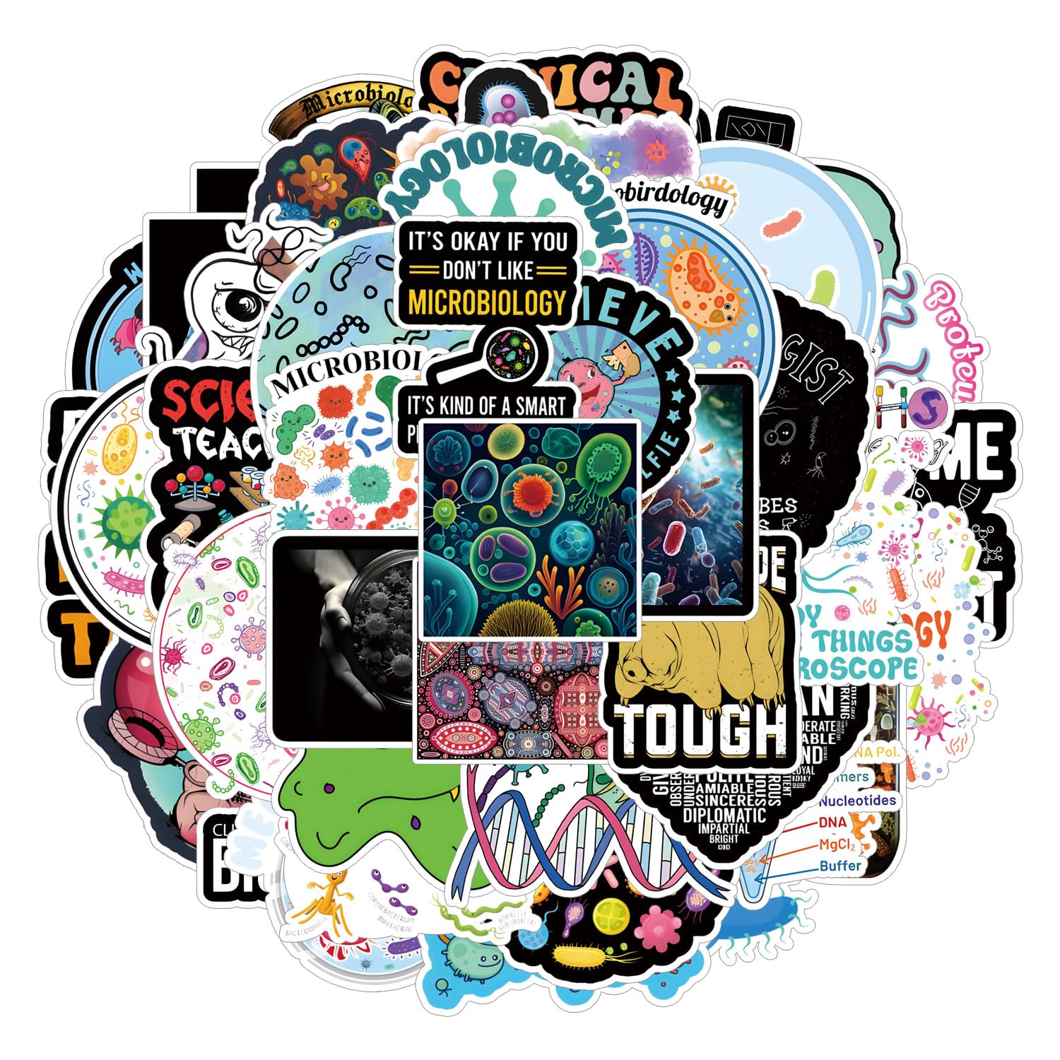 Amazon.com: 63Pcs Microbiology Stickers Pack, Cute Cartoon Vinyl ...