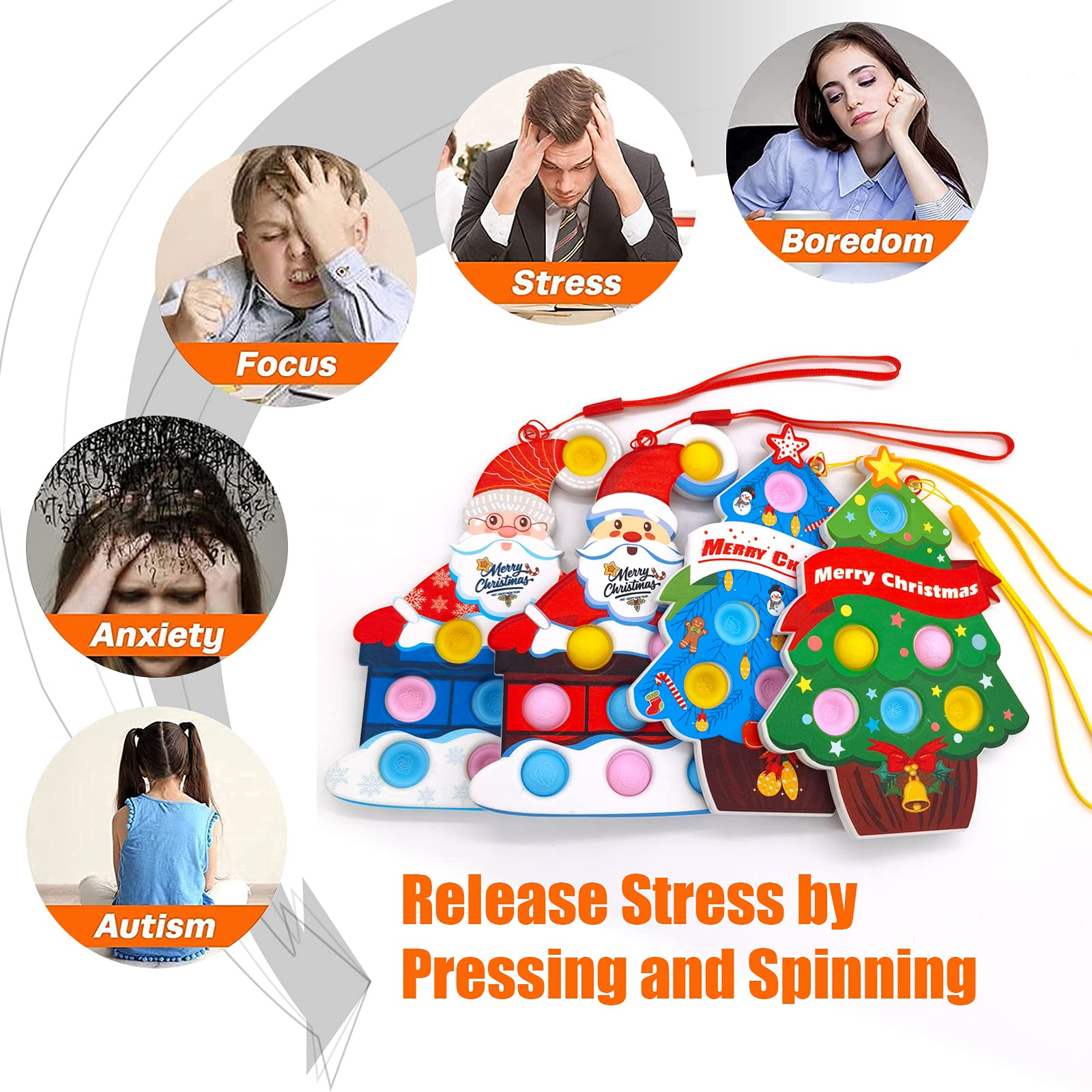 CAMMILE Pop It Hard Shell Pop It Christmas Sensory Toys Santa Claus ...