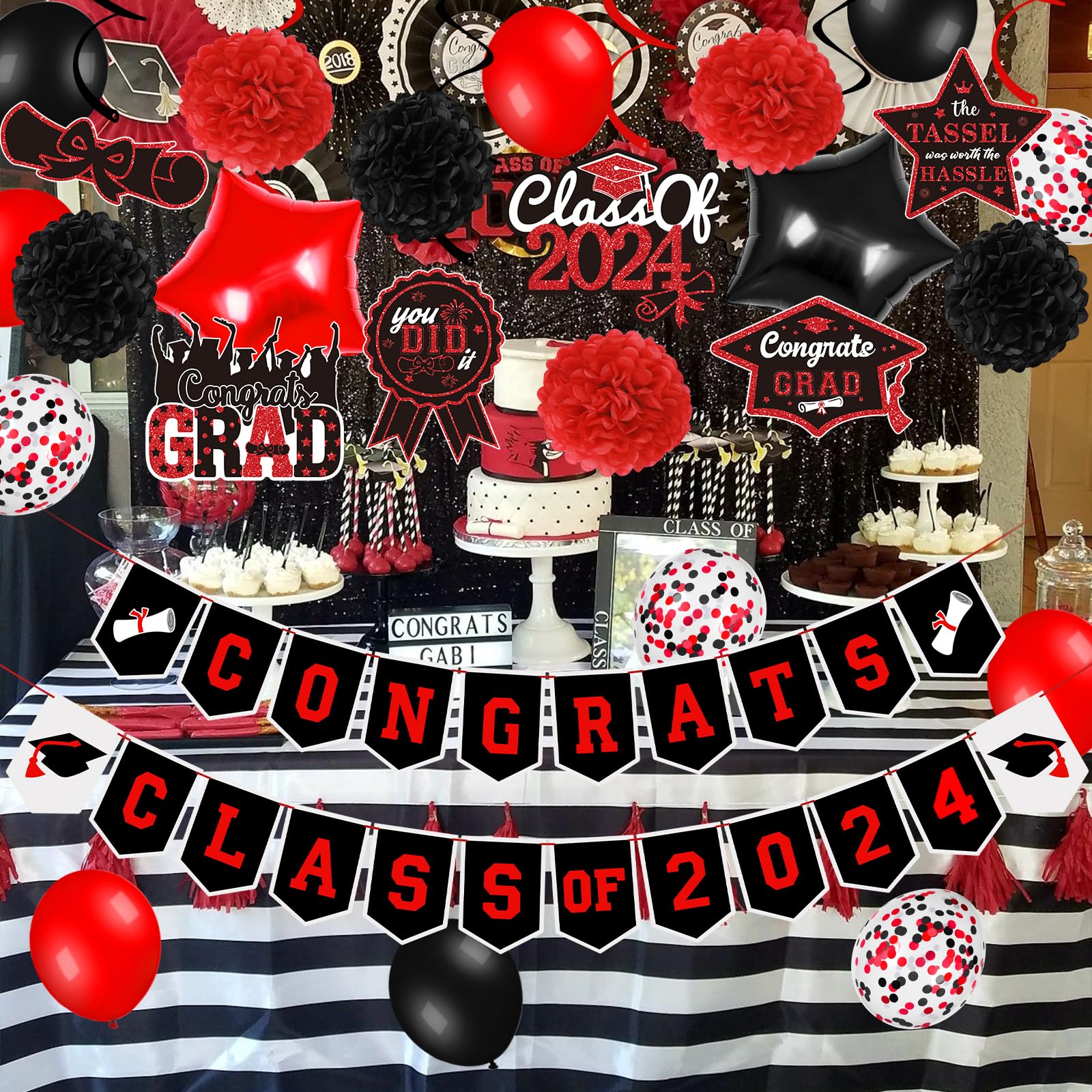 Red And Black Graduation Card
