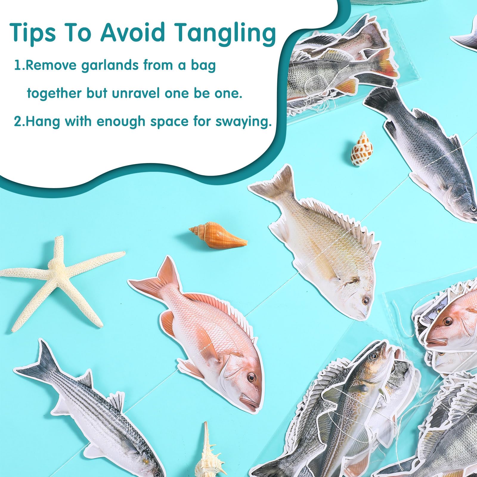 Snapklik.com : 8 Pcs Fish Party Decoration Banner Fish Garland Birthday ...