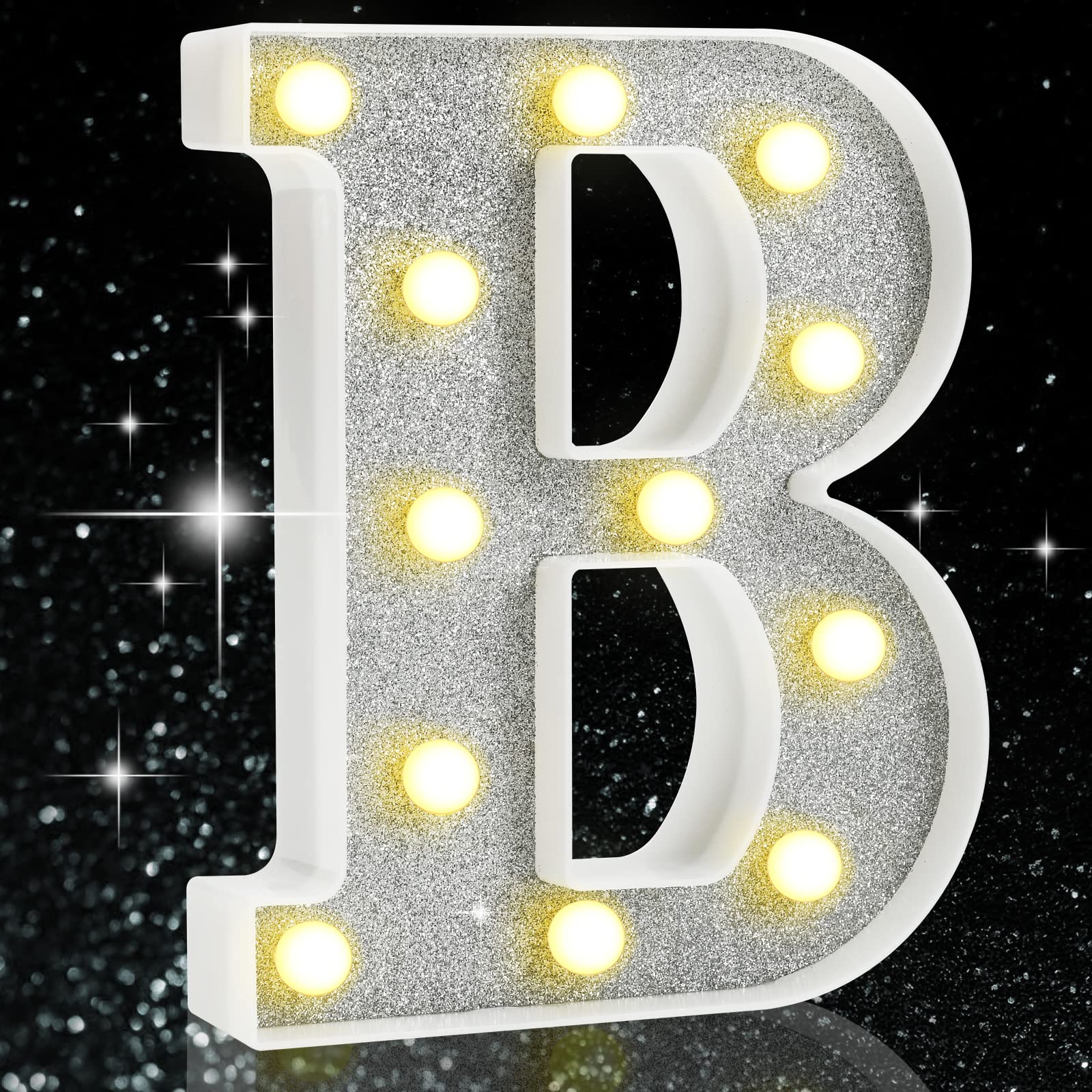 LED Marquee Letter Lights, Silver Letters Glitter Alphabet Letter Sign ...