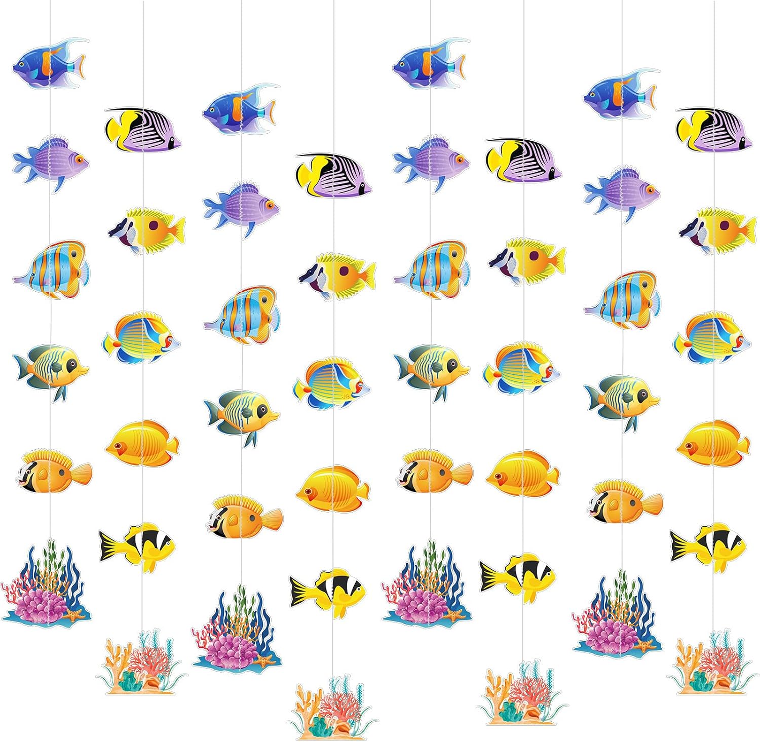 Amazon.com: 8 Packs Tropical Fish Party Banner Tropical Fish Hanging ...