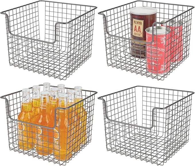 mDesign Set of 4 All-Purpose Bronze Wire Baskets - Flexible Storage for ...