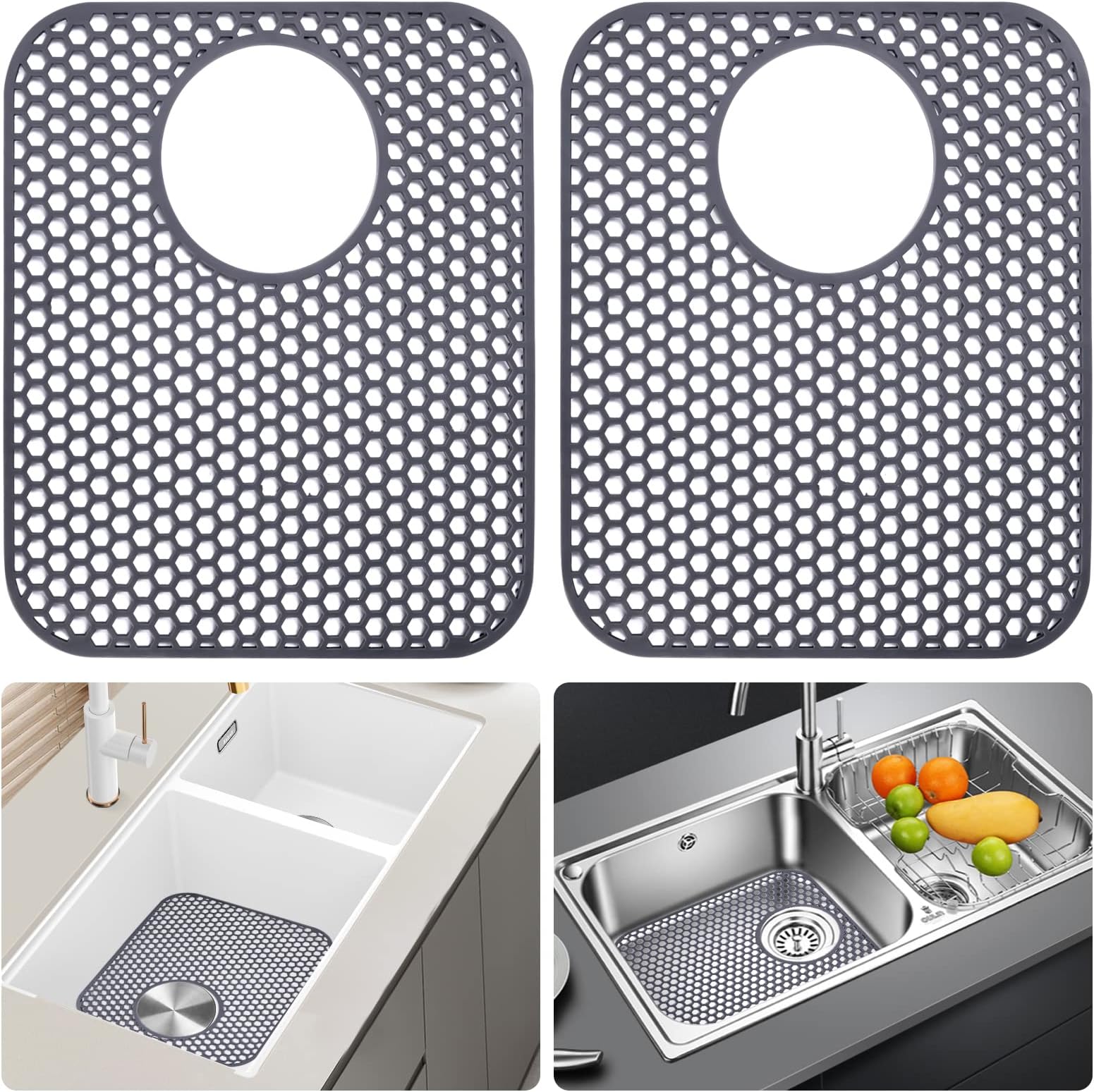 Varku 2 Pack Stainless Steel Sink Protector for Kitchen, 15 x 13 inch ...