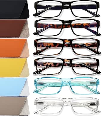 Amazon.com: UTQUEEN 6- Pack Reading Glasses Blue Light Blocking for ...