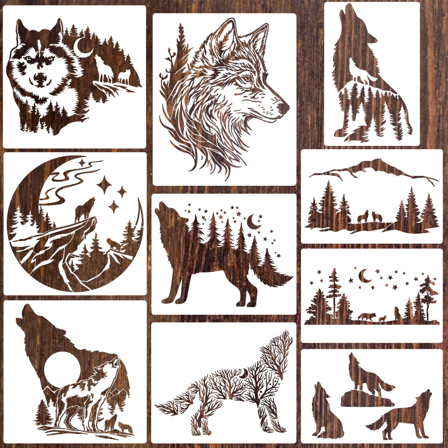 Snapklik.com : Wolf Stencils For Painting Animal Stencils For Wood ...