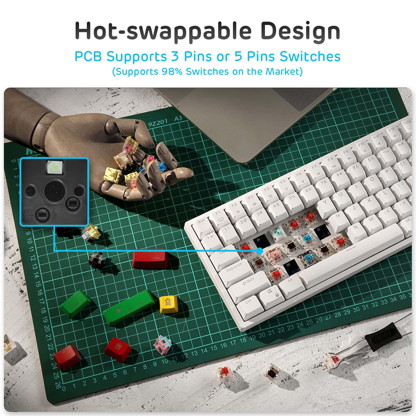 Buy RK ROYAL KLUDGE RK84 Blue Backlit 75% Triple Mode BT5.0/2.4G/USB-C ...