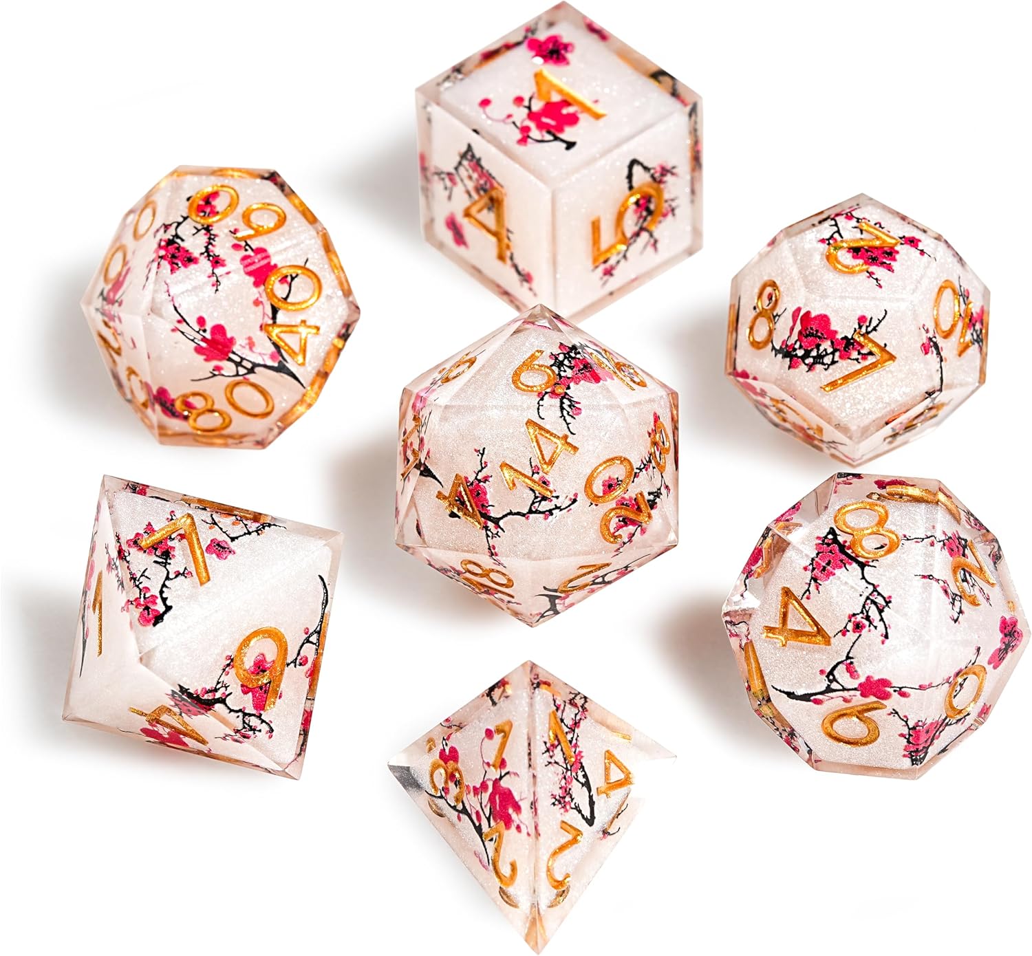 Amazon.com: GU BEI TE DND Dice Set 7-Pcs, Sharp Edge Plum Flower Style ...
