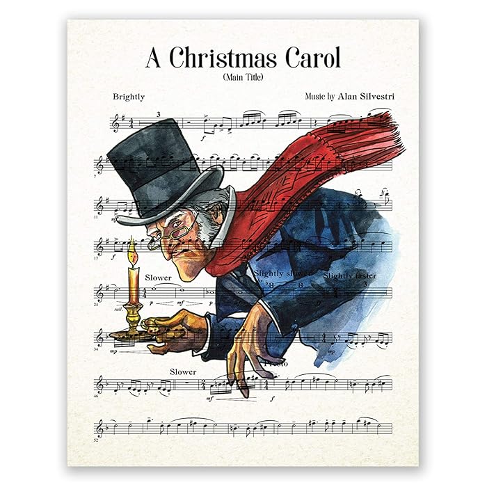 Buy AtoZStudio Christmas Carol Poster - Music Sheet // Movie Print Jim ...