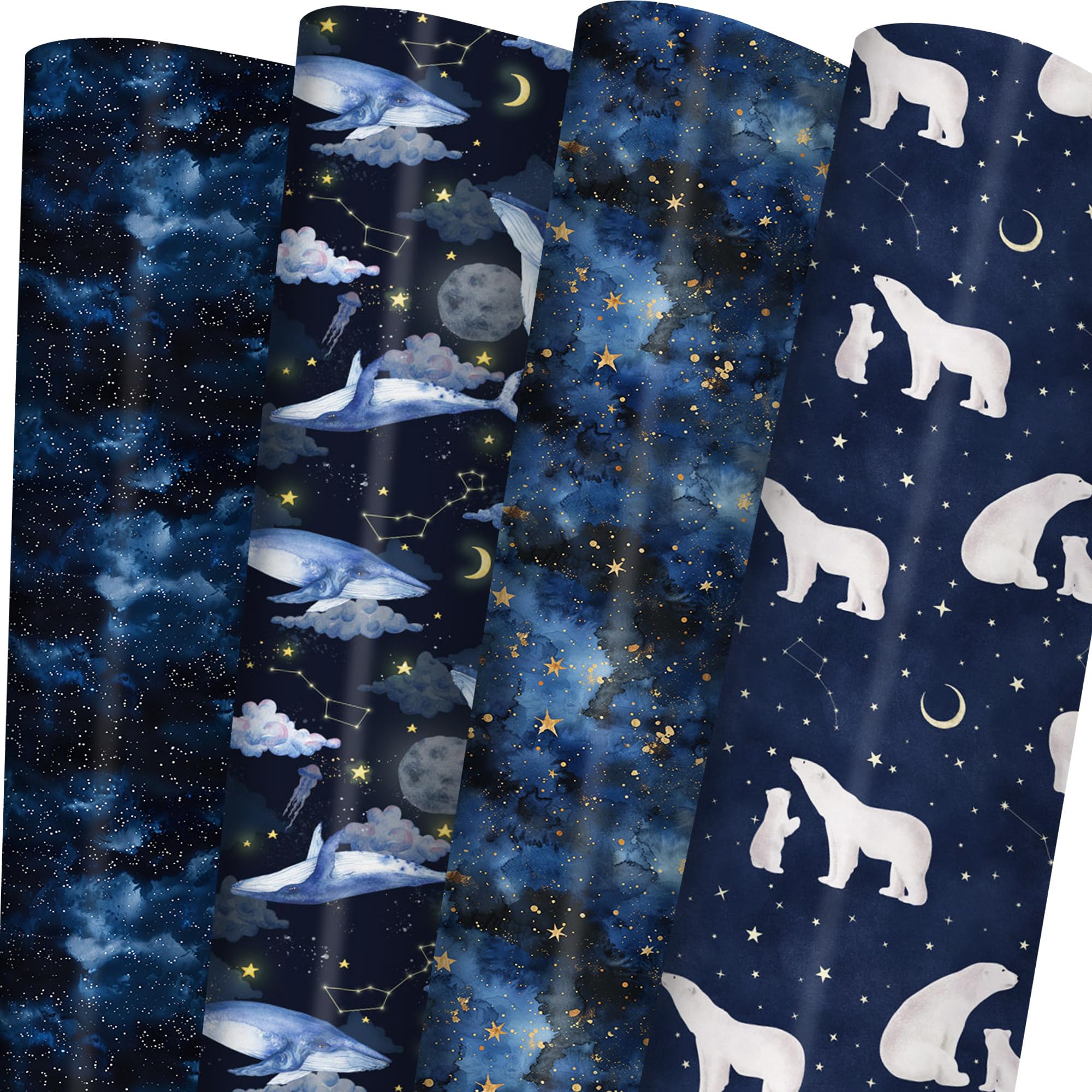 Amazon.com: SaringSwoon Galaxy Wrapping Paper for Kids Adults - Blue ...
