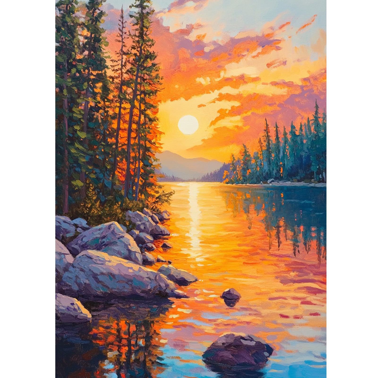 Amazon.com: KEYIFA Diamond Painting River Sunset Diamond Art Kits for ...