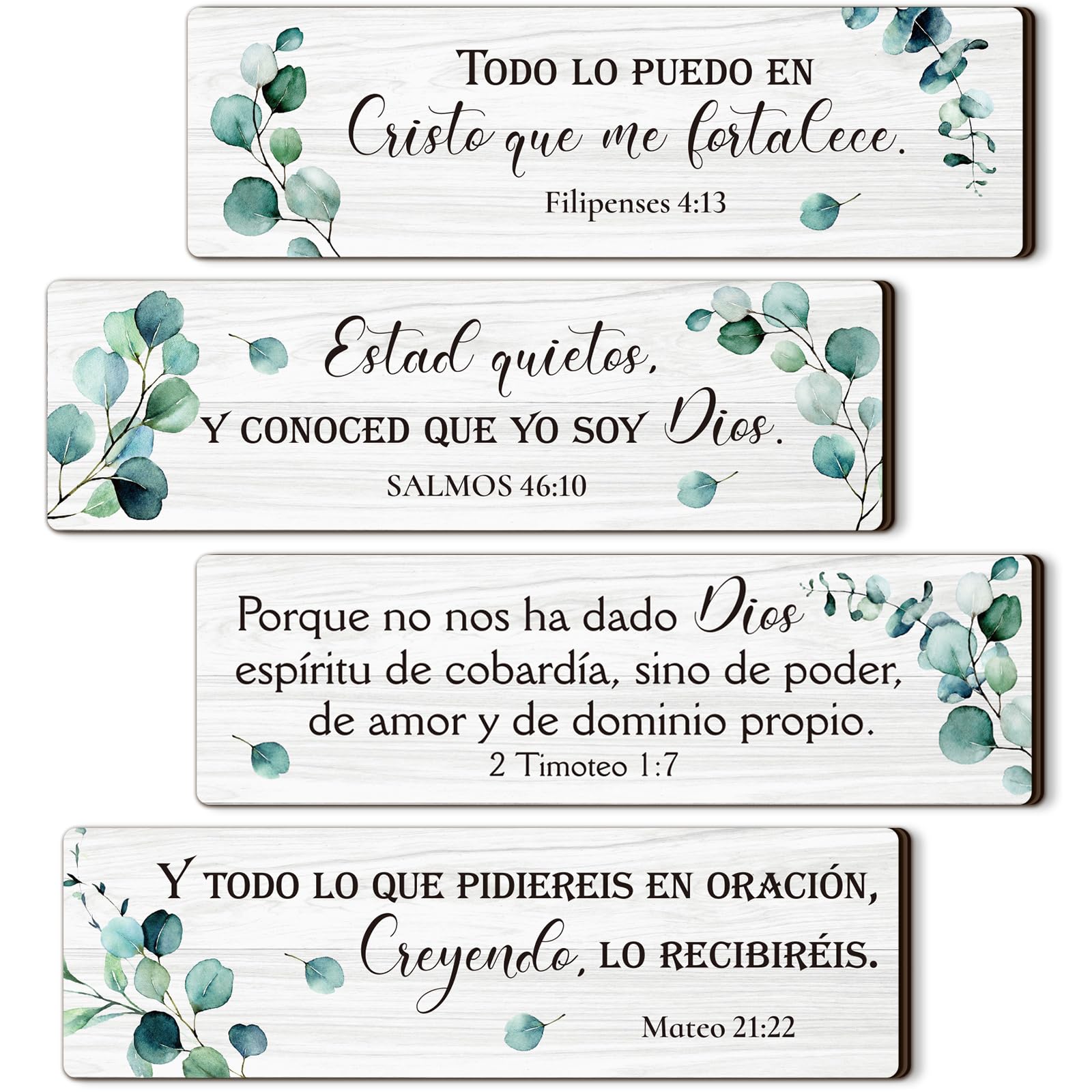Amazon.com: Yousoontic 4 Pieces Spanish Bible Verses Wall Decor ...