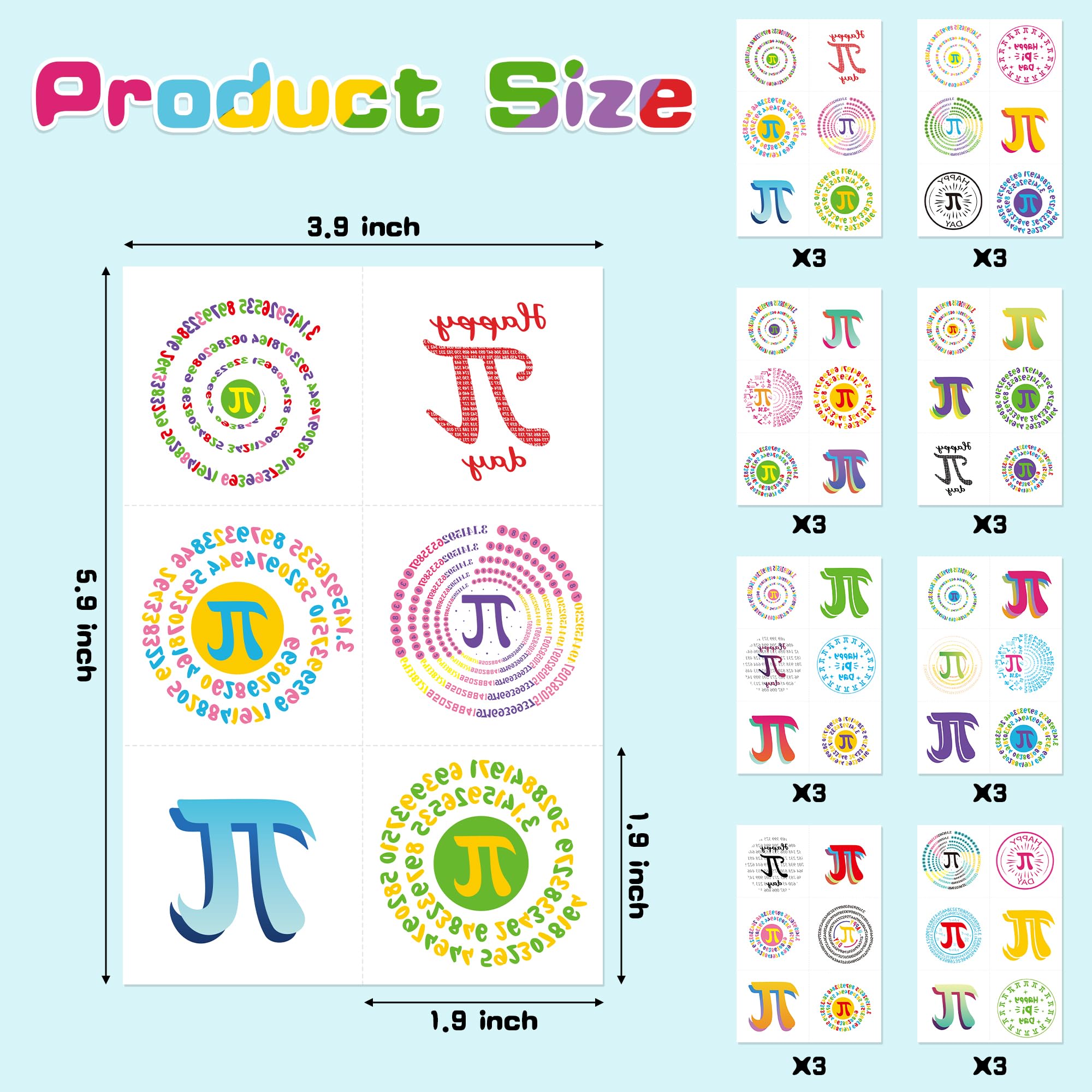 Snapklik.com : Pi Day Tattoos - 24Pack Bulk Pi Day Π Symbol Temporary ...
