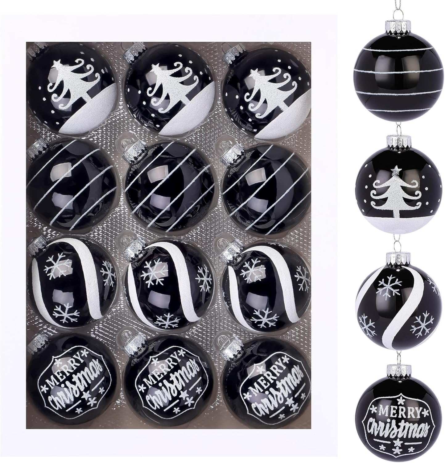 Amazon.com: Alupssuc 12Pcs Glass Christmas Balls Ornaments 2"/67mm ...