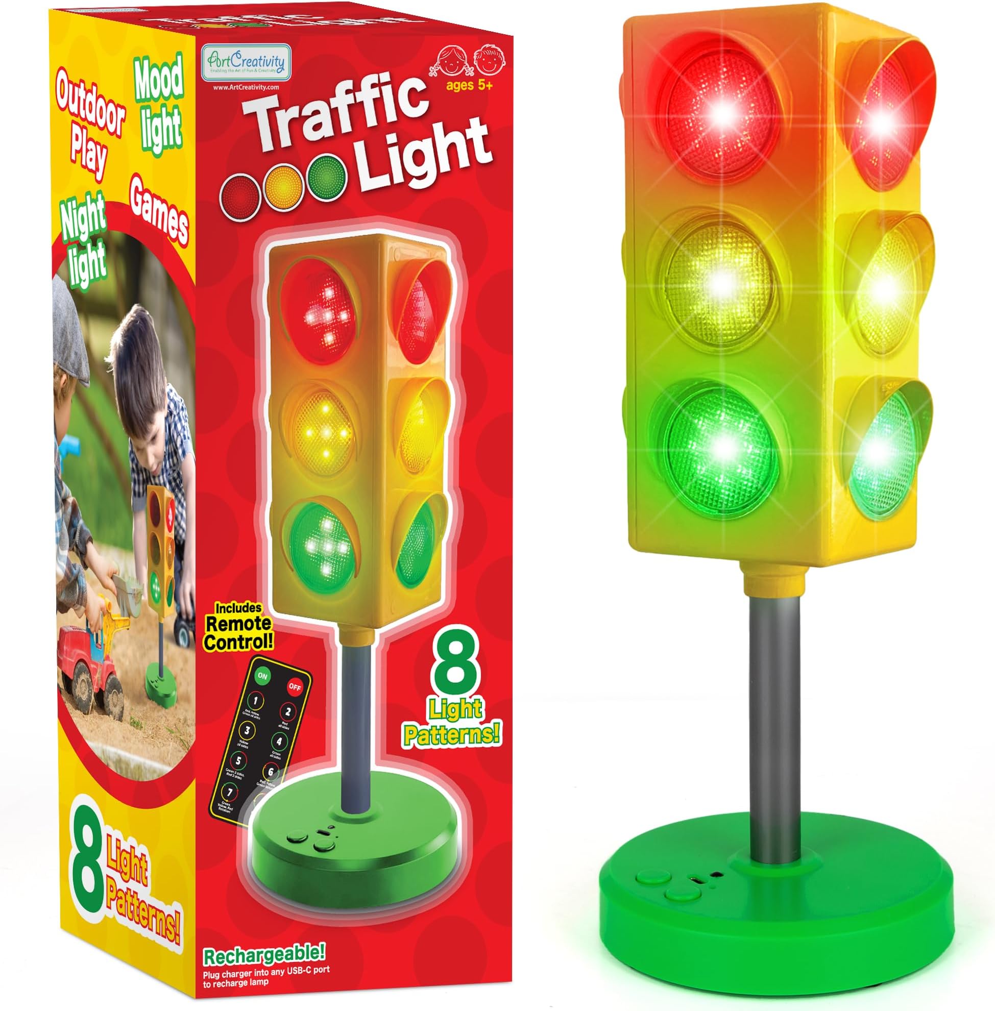 Amazon.com: ArtCreativity Traffic Light Lamp - Traffic Light for Kids ...