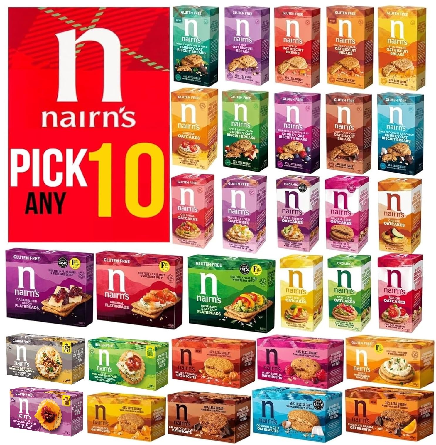 Nairn's PICK ANY 10 Gluten Free & Non-Gluten Free Oat Biscuits ...