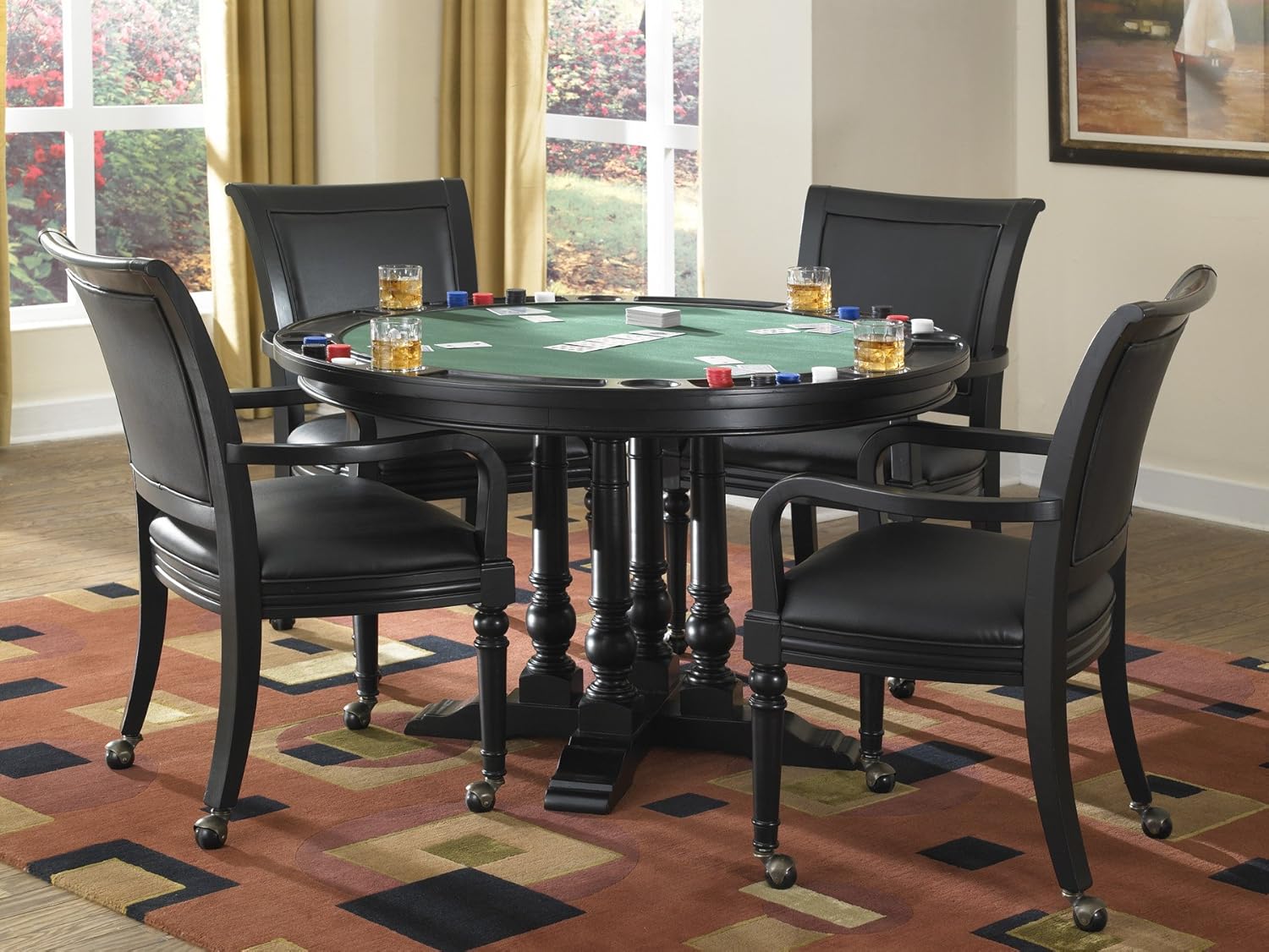 Amazon.com - Home Styles St Croix 5-Piece Game Table Set, Black Finish ...