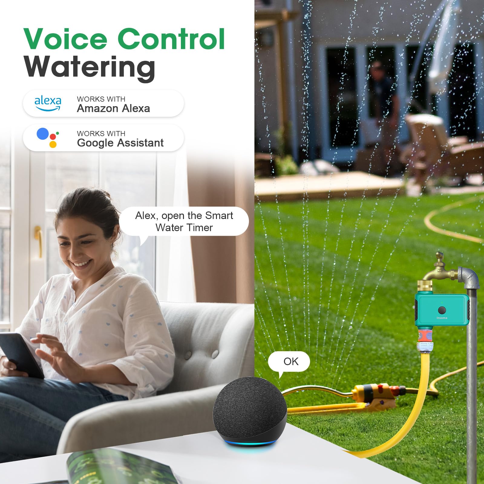 2 Zone Hose Timer Smart Hose Watering Timer With Wi-Fi Hub – 2-Outlet ...