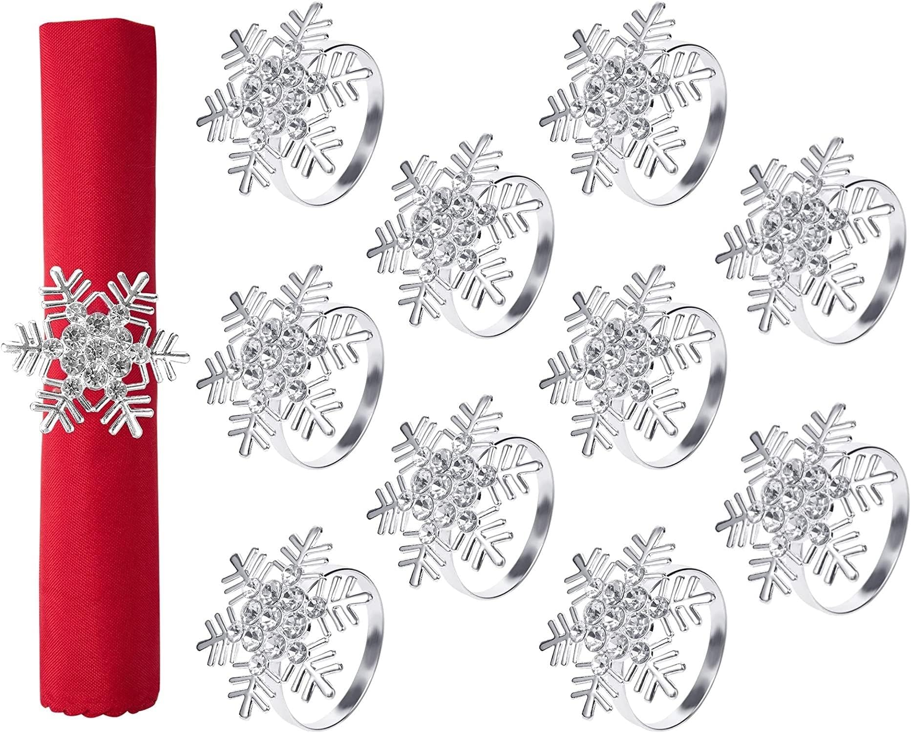 SwirlColor Bling Rhinestone Napkin Rings 20PCS Silver Napkin Holder for ...