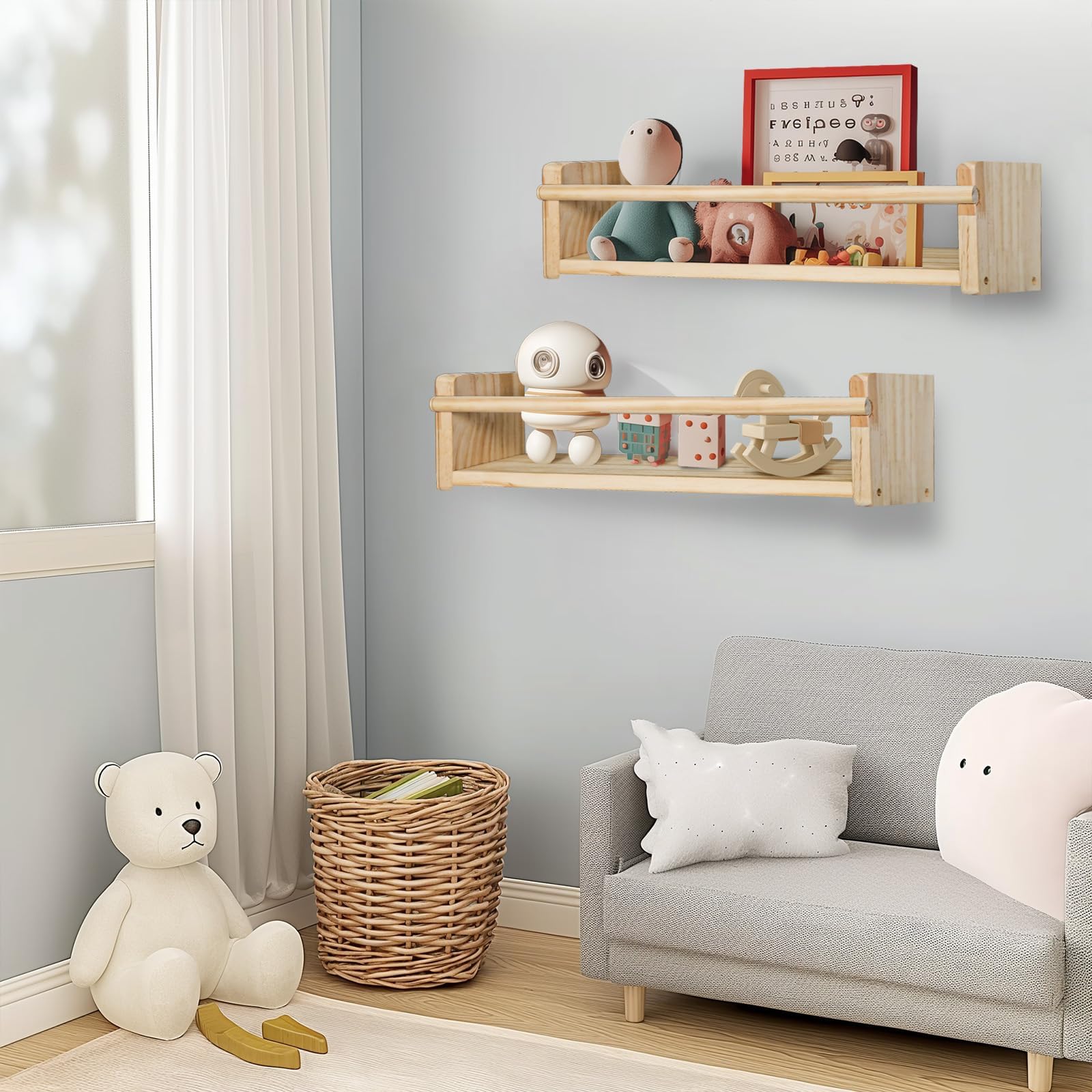 Amazon.com: YLYHSST Nursery Floating Shelves 24 Inch, Set of 2 Solid ...