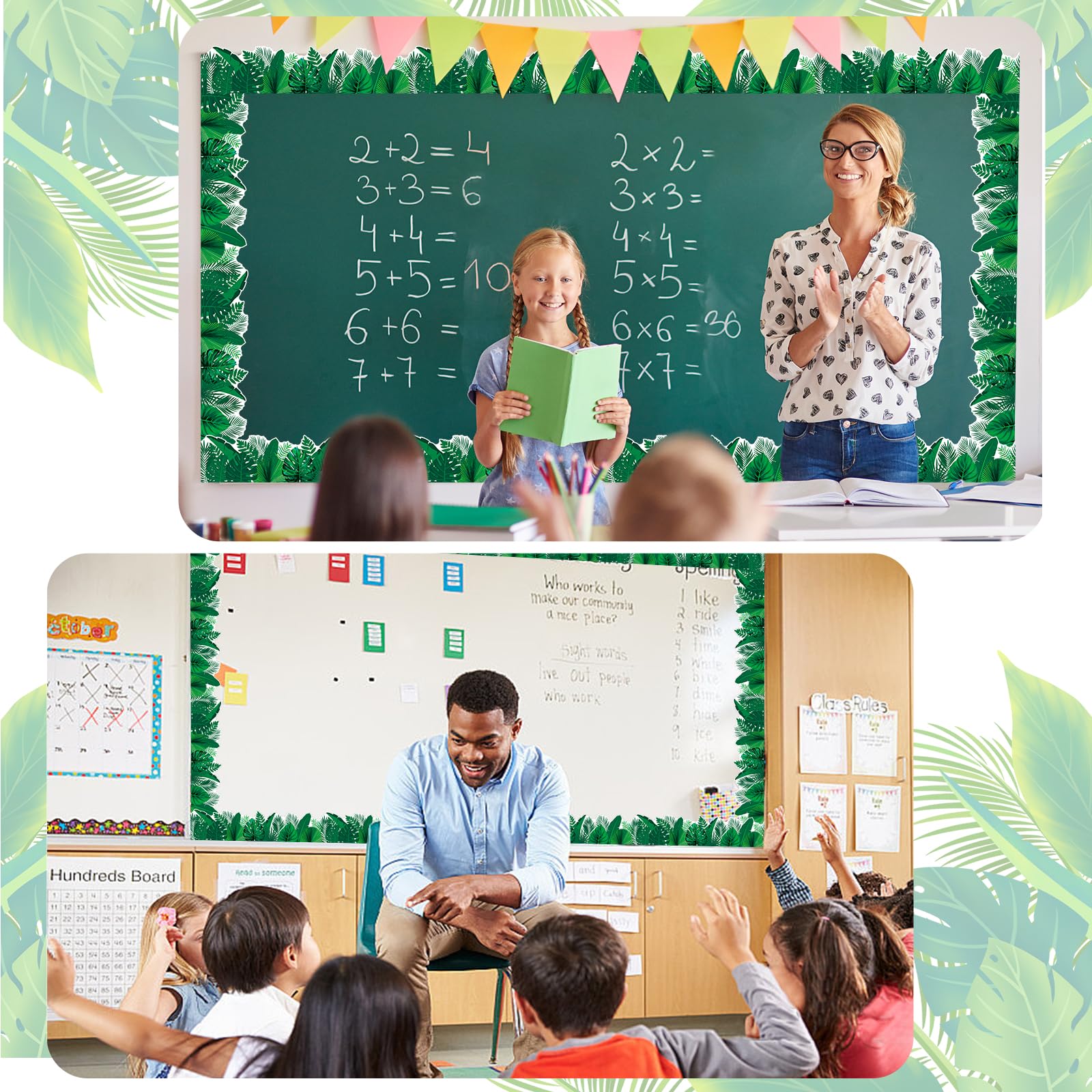 Snapklik.com : Tropical Leaves Bulletin Board Border, 65Ft Jungle ...