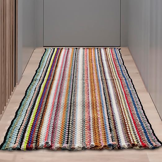 Amazon.com: Kadtas Woven Multicolor Cotton Rag Rug,Reversible Entryway ...