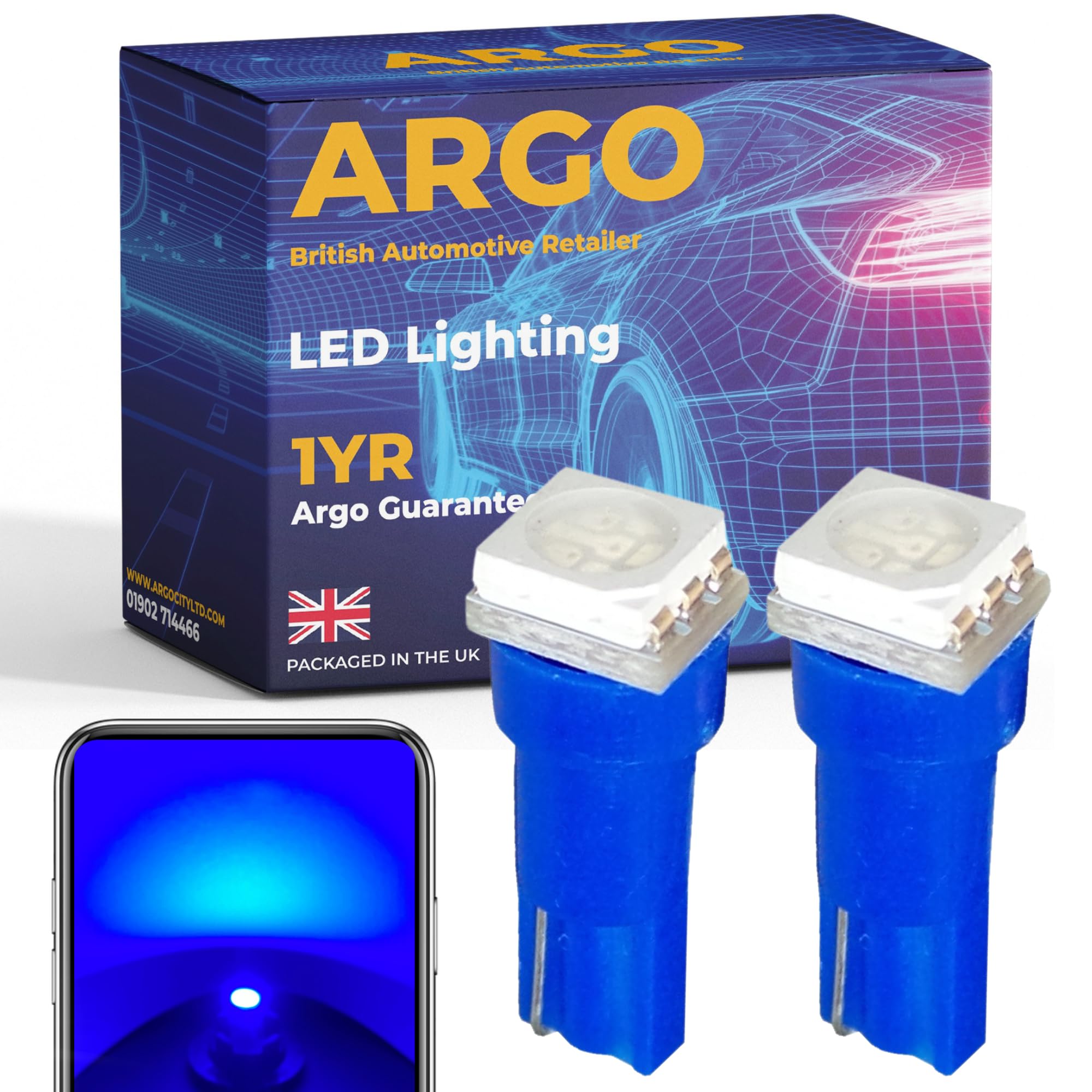 Argo T5 Bulb Led Smd Blue Dashboard 286 Bulbs 12v Instrument Dash Panel ...