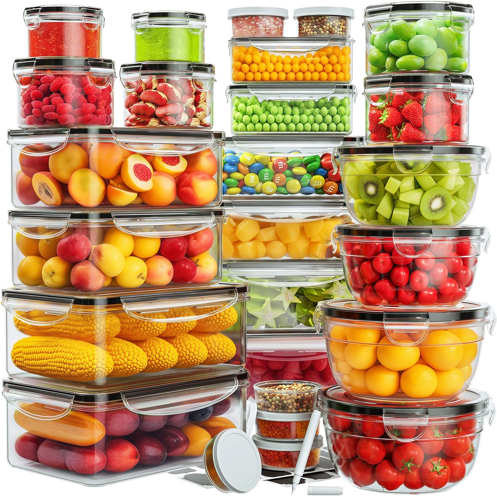 Amazon.com: KEMETHY 40 Pcs Food Storage Containers with Lids Airtight ...