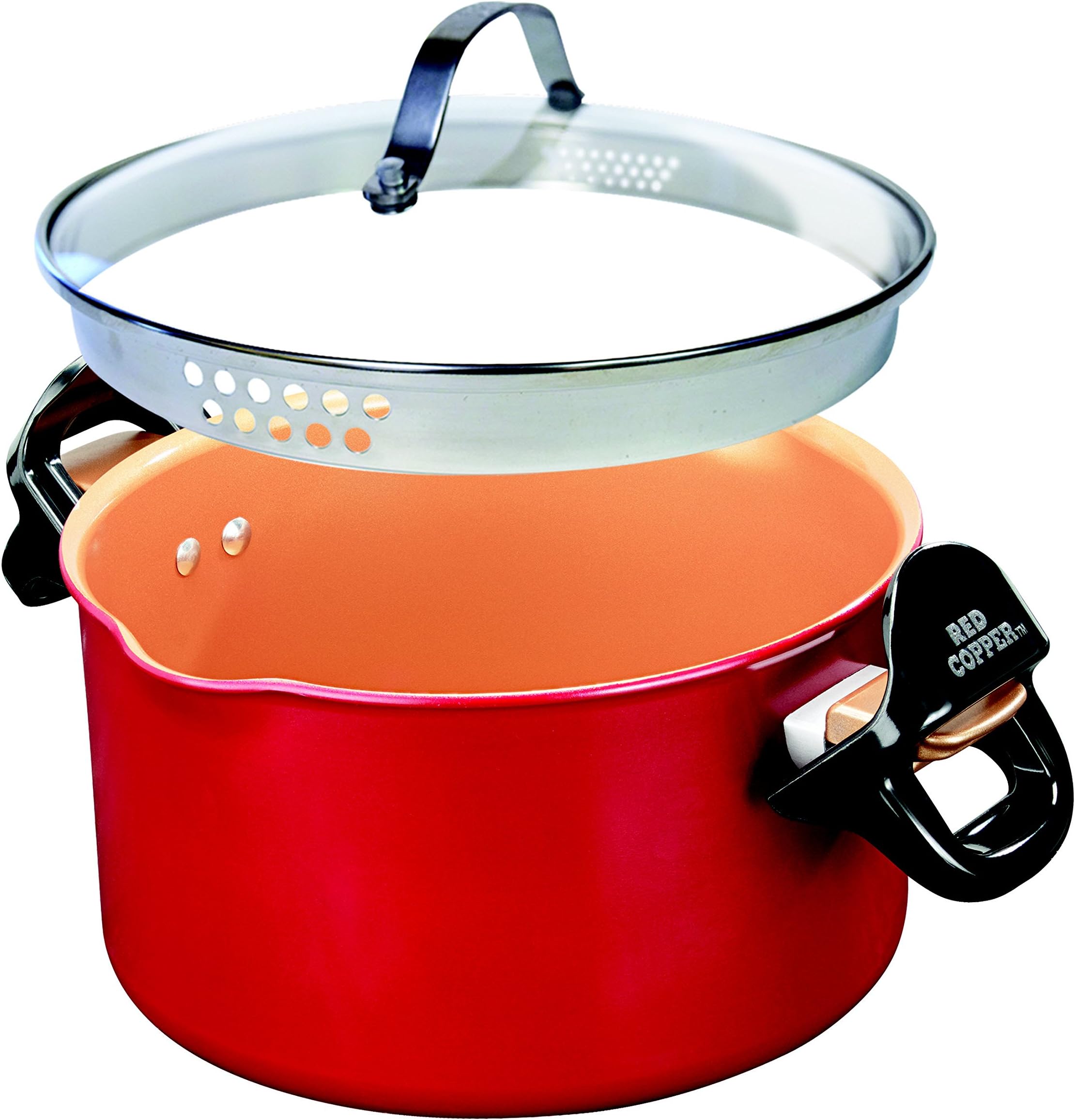Amazon.com: Red Copper Better Pasta Pot by BulbHead, Locking Handles ...